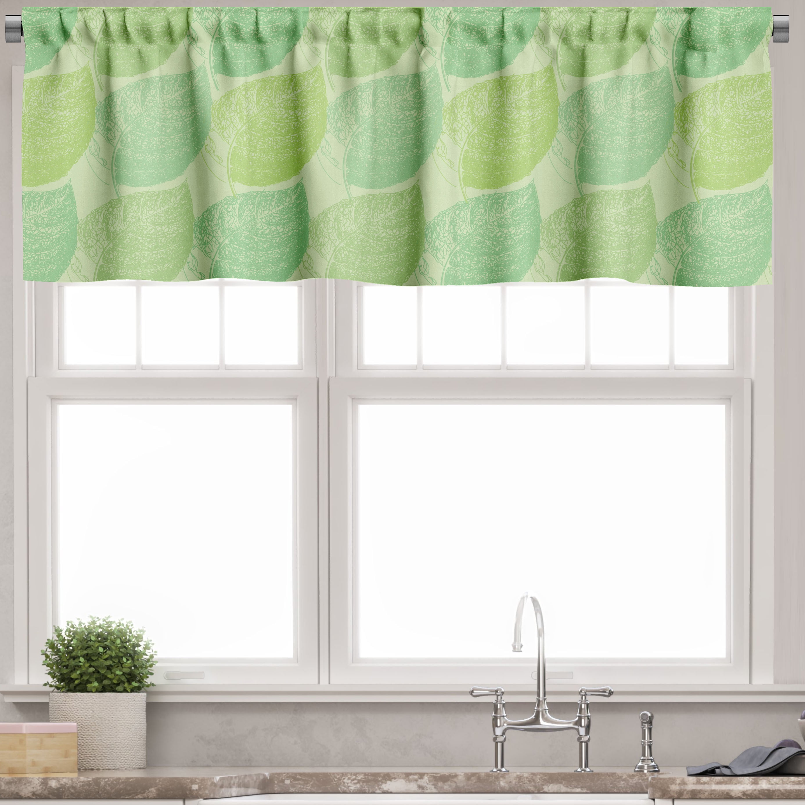 Ambesonne Nature Art Valance Pack Of 2 Pastel Spring Leaves 54x12
