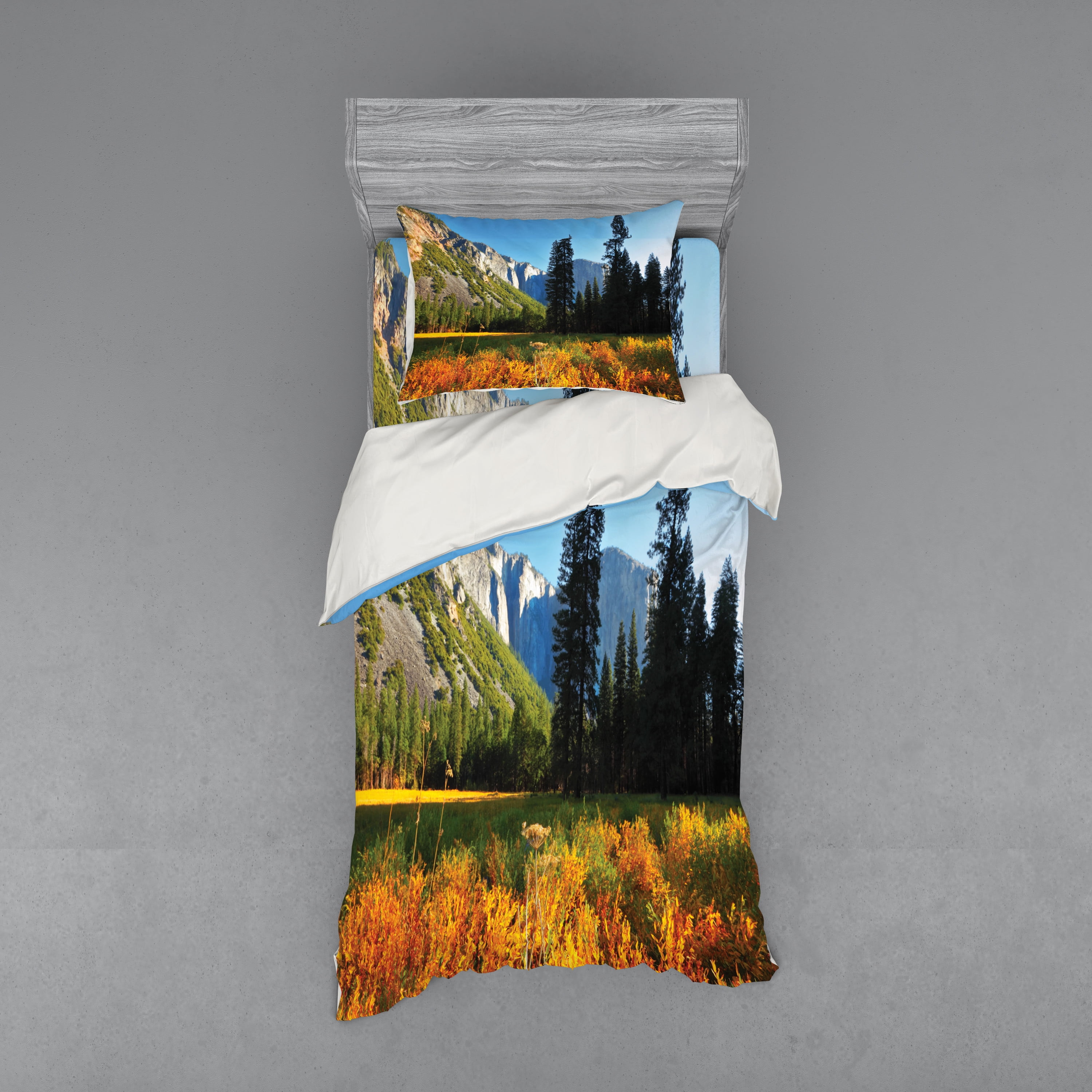 Ambesonne Nature Bedding Set 3 Pcs, Birds over Mountains, Twin, Orange ...