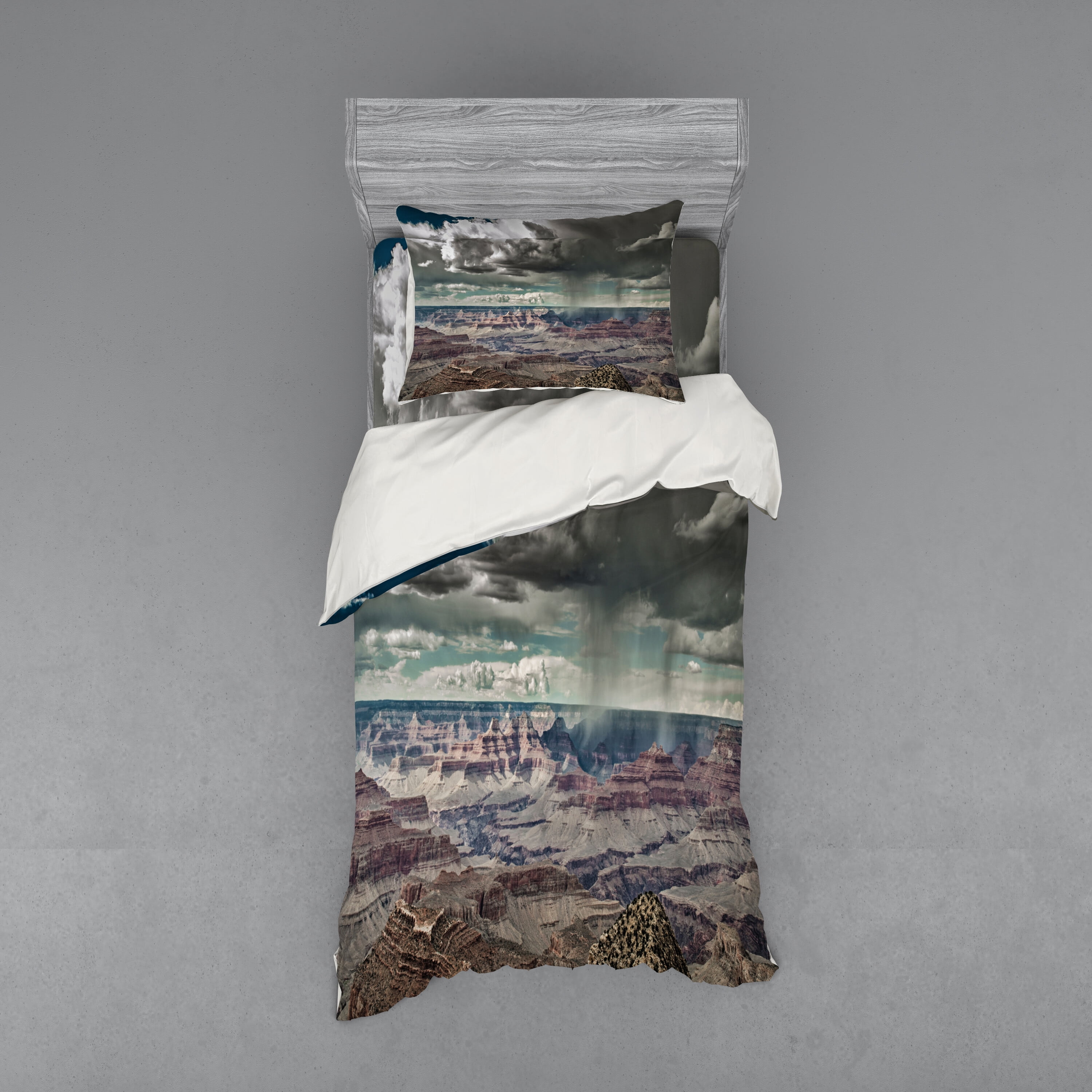 Ambesonne Nature Bedding Set 3 Pcs, Clouds on Grand Canyon, Twin, White ...