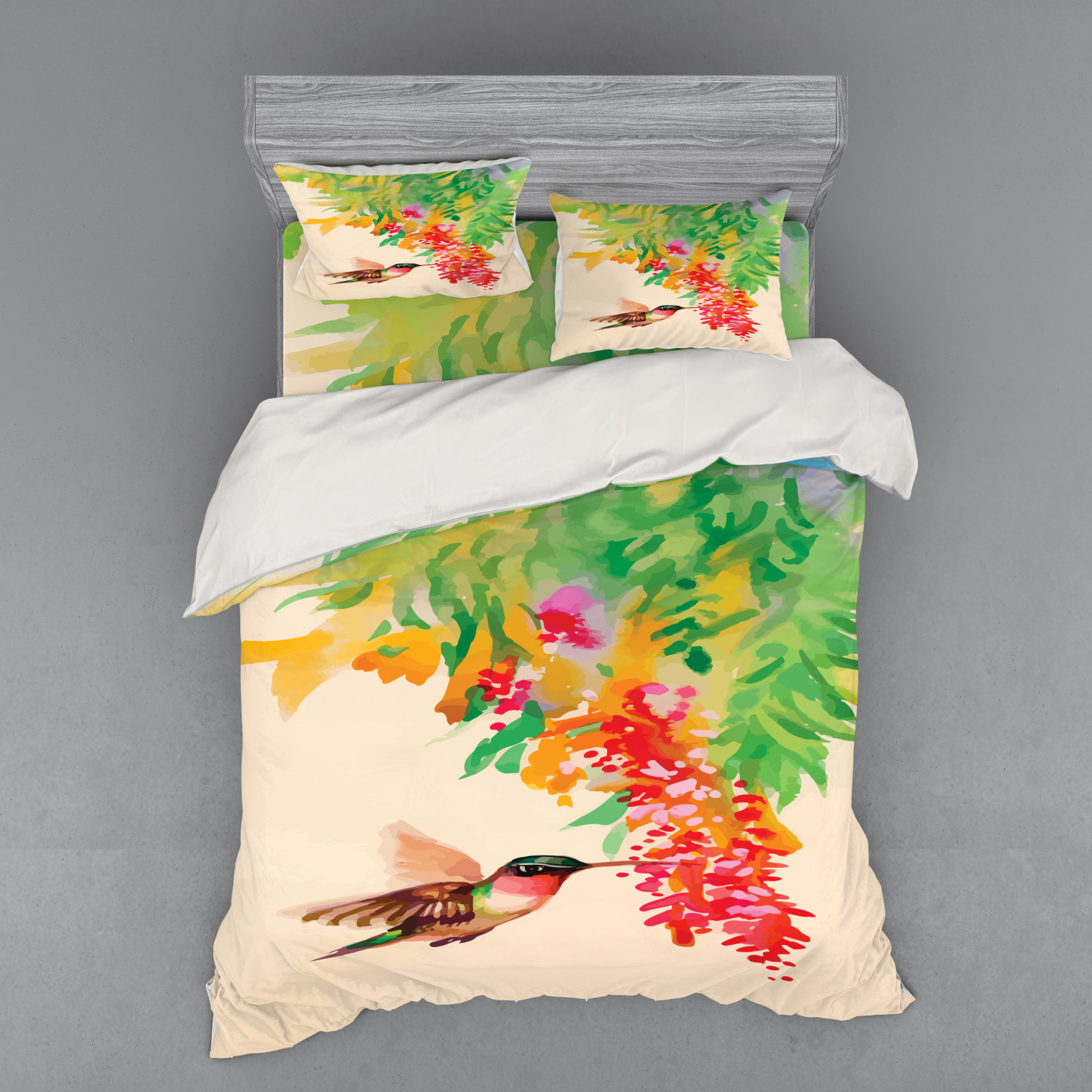 Ambesonne Nature Bedding Set 4 Pcs, Colibri Exotic Tree, Queen, Green ...