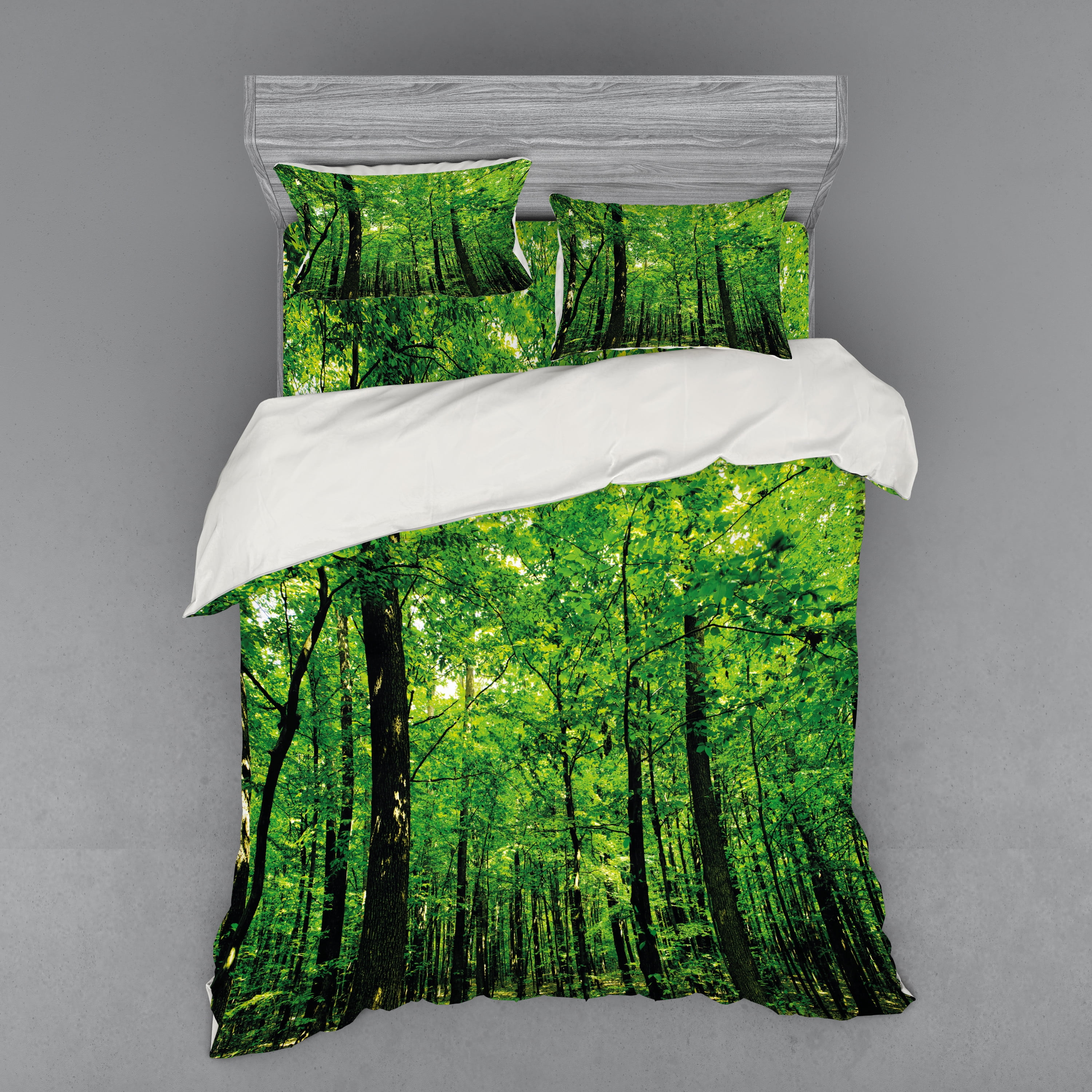 Ambesonne Nature Bedding Set 4 Pcs, Woodland Tree Forest Sun, Queen ...