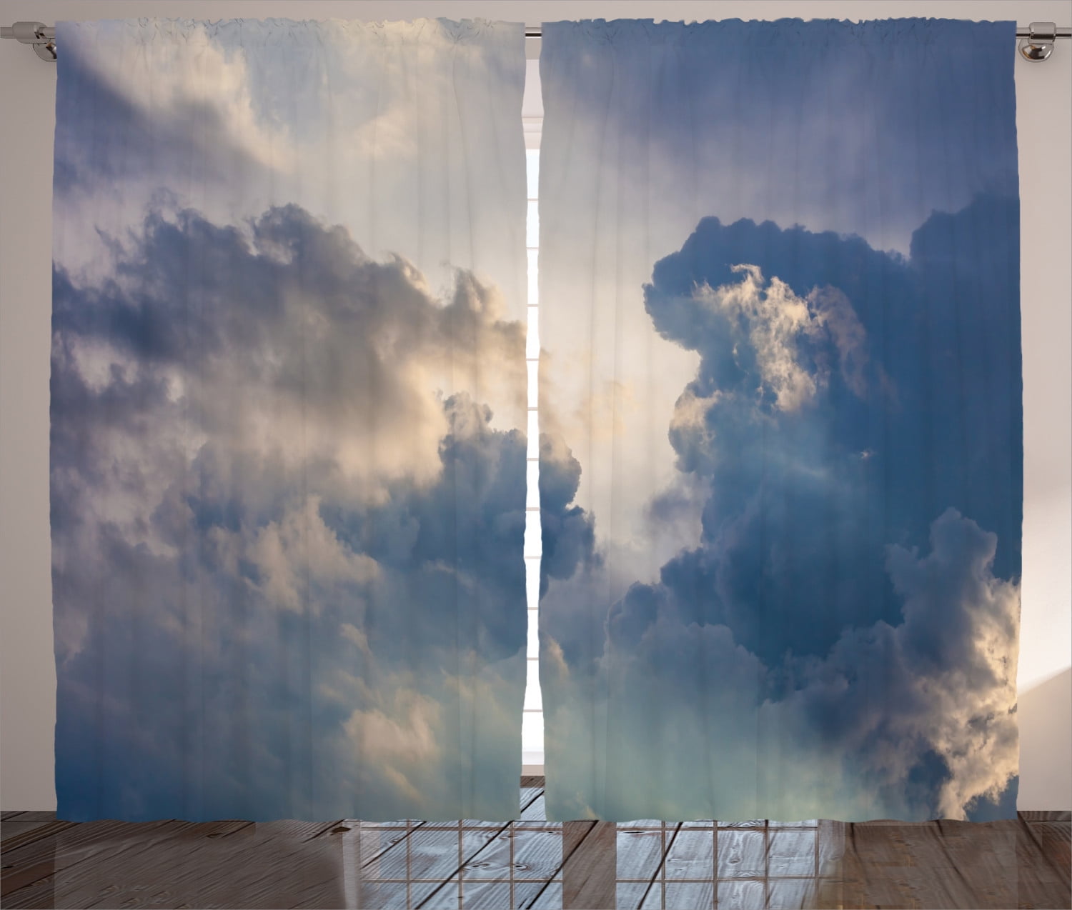 Ambesonne Nature Curtains 2 Panel Set, Rain Storm Clouds Sky, 108" x 84 ...