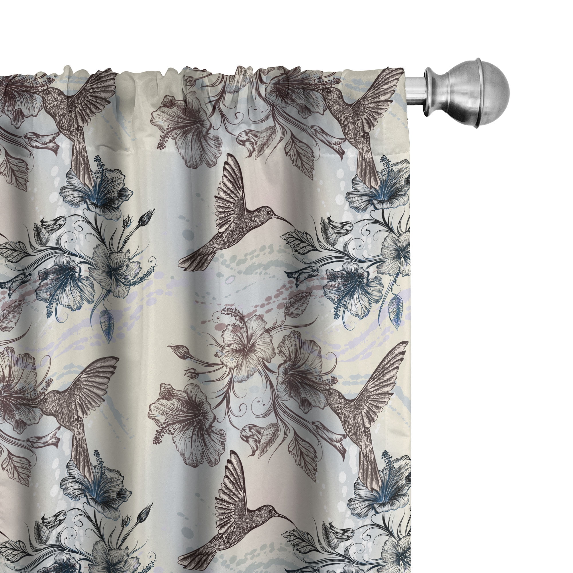 Ambesonne Nature Curtains, Birds Hibiscus Flowers, Pair of 28"x84 ...