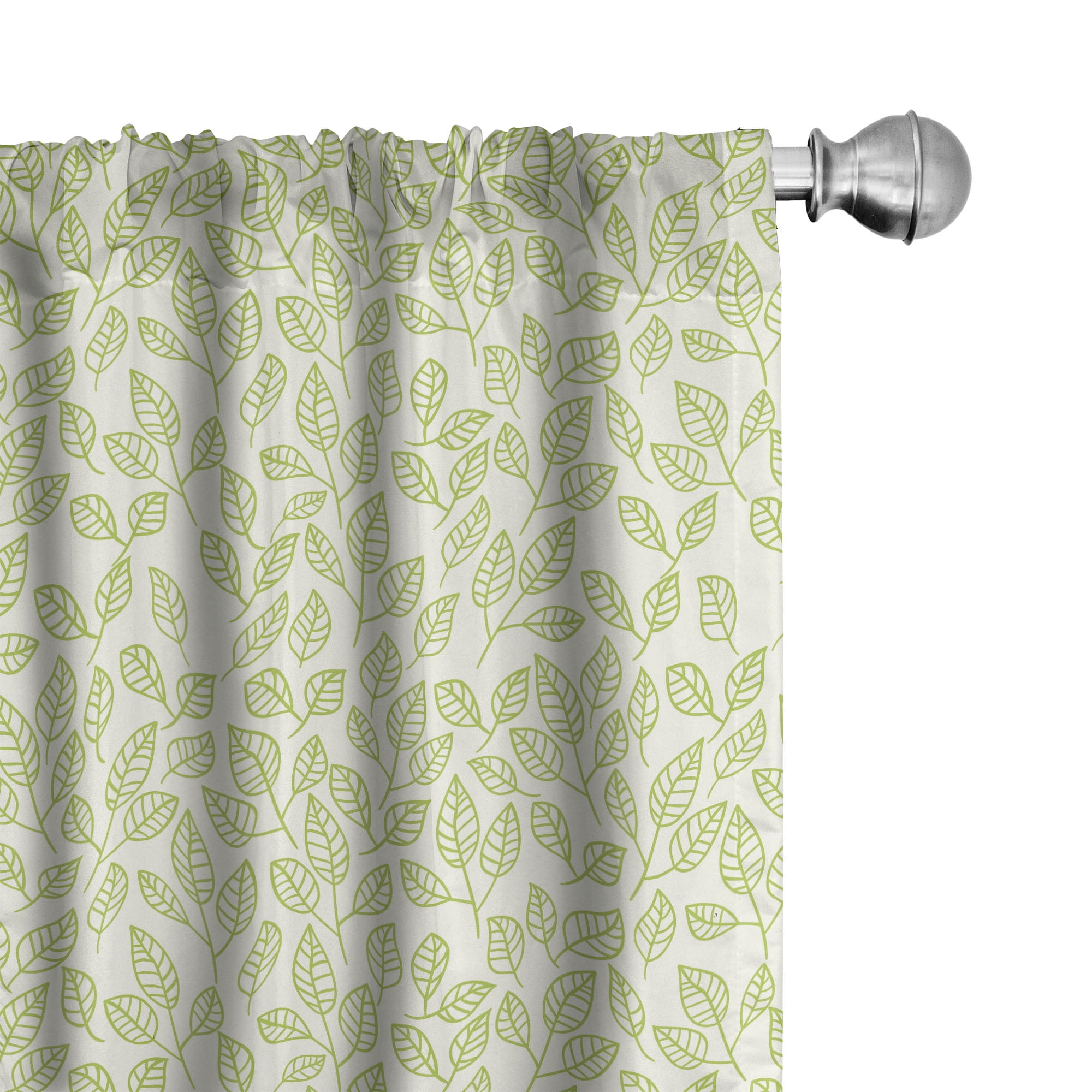 Ambesonne Nature Curtains, Green Leaves Branches, Pair of 28"x63 ...