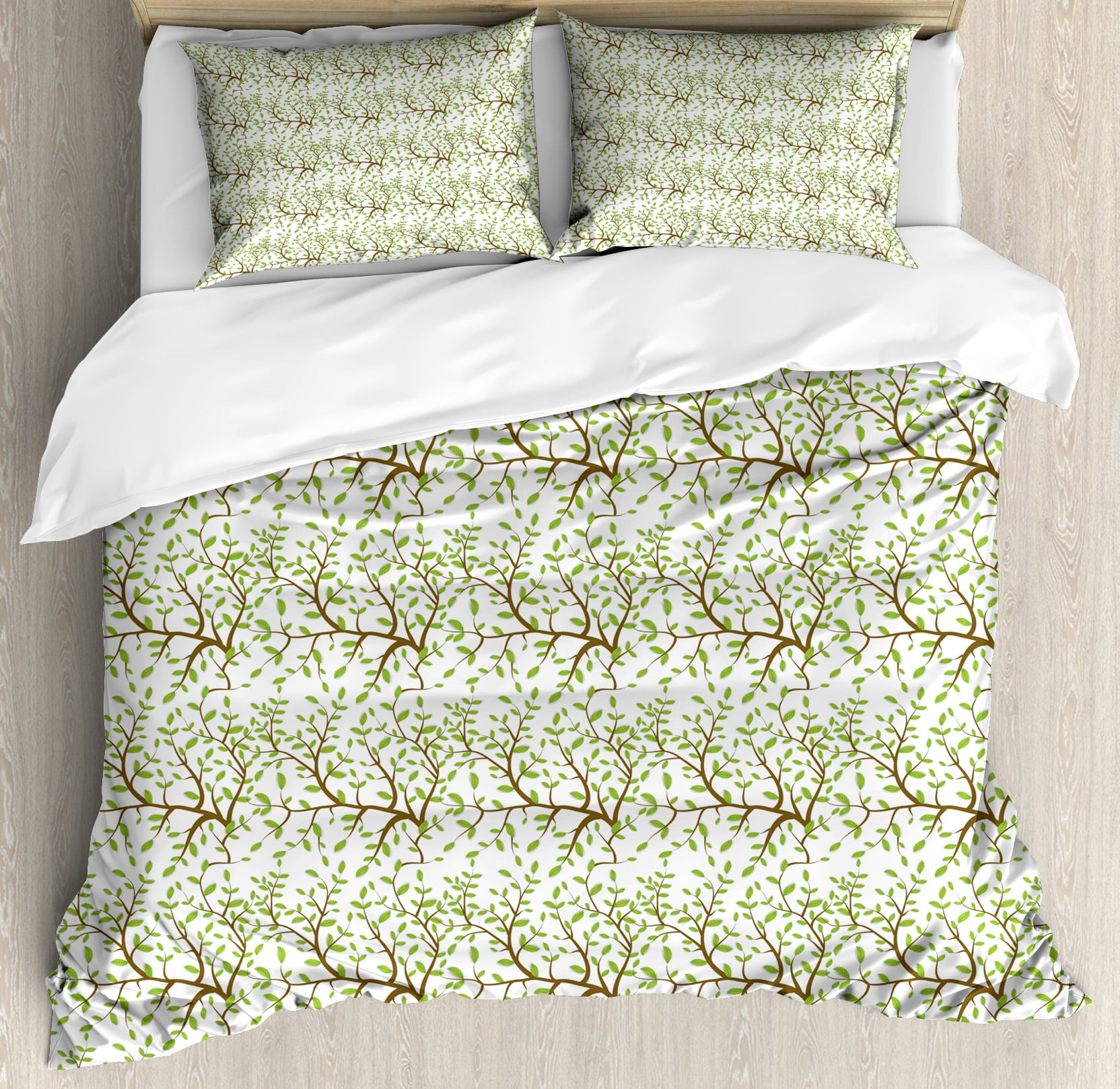 Ambesonne Nature Duvet Cover Sets, Tree Leaves Illustration, 2-King ...