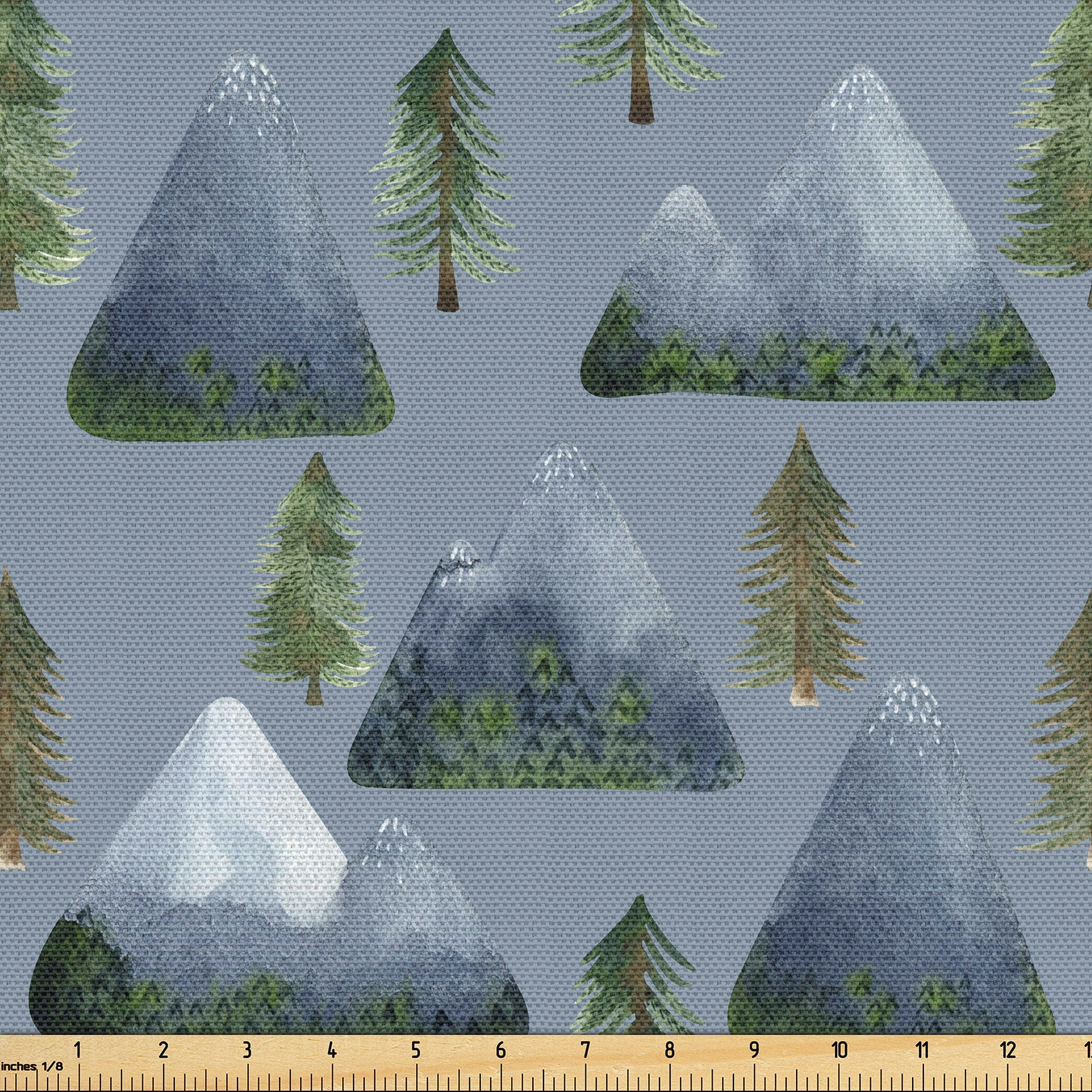 Ambesonne Nature Fabric by the Yard Upholstery, Forest Mountain ...
