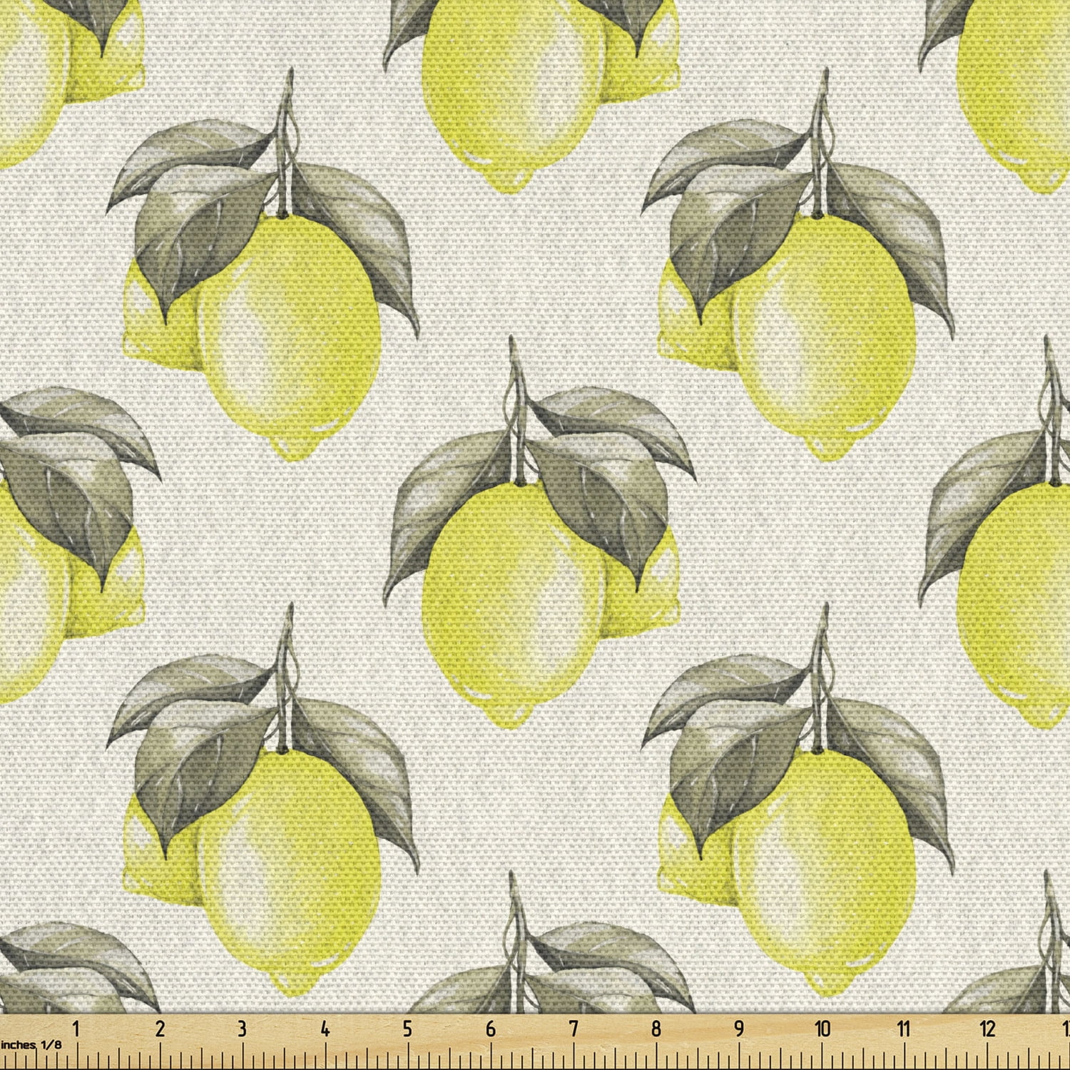 Ambesonne Nature Fabric by the Yard Upholstery, Vintage Lemon Fruit ...