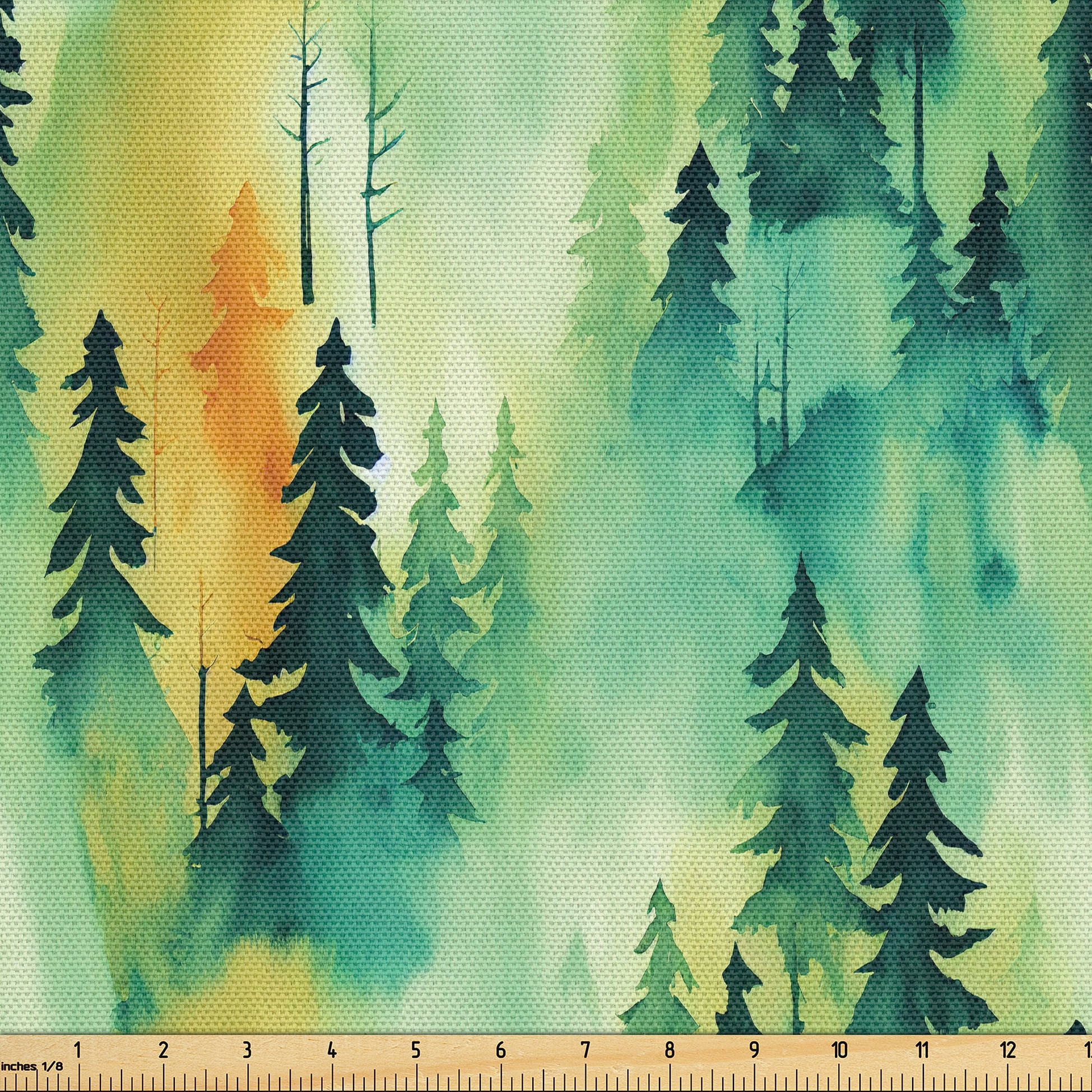 Ambesonne Nature Fabric by the Yard Upholstery, Vintage Forest ...