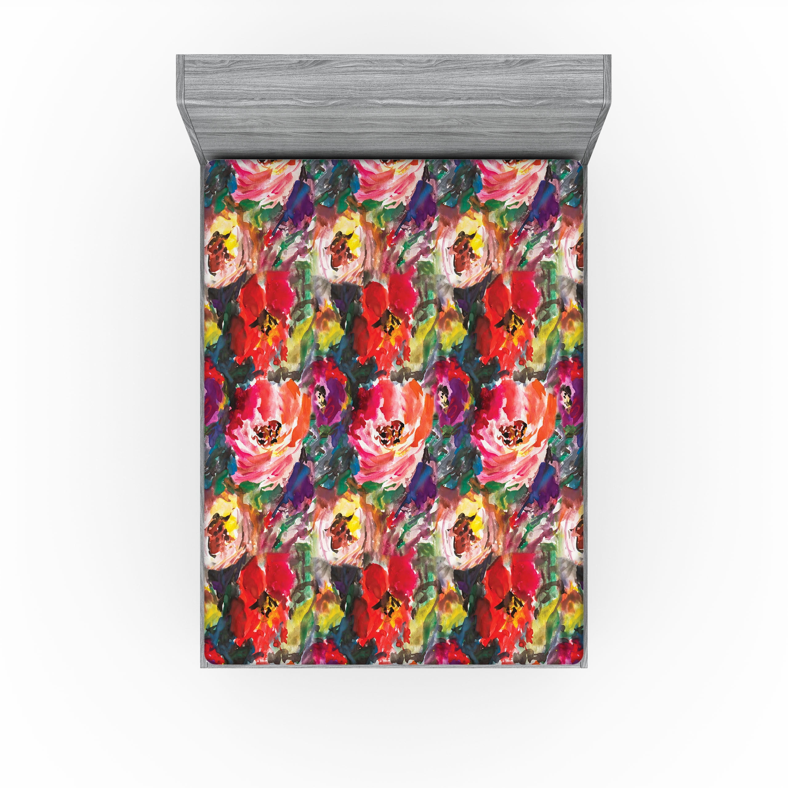 Ambesonne Nature Fitted Sheet, Blooming Poppy Print Garden, King Size ...