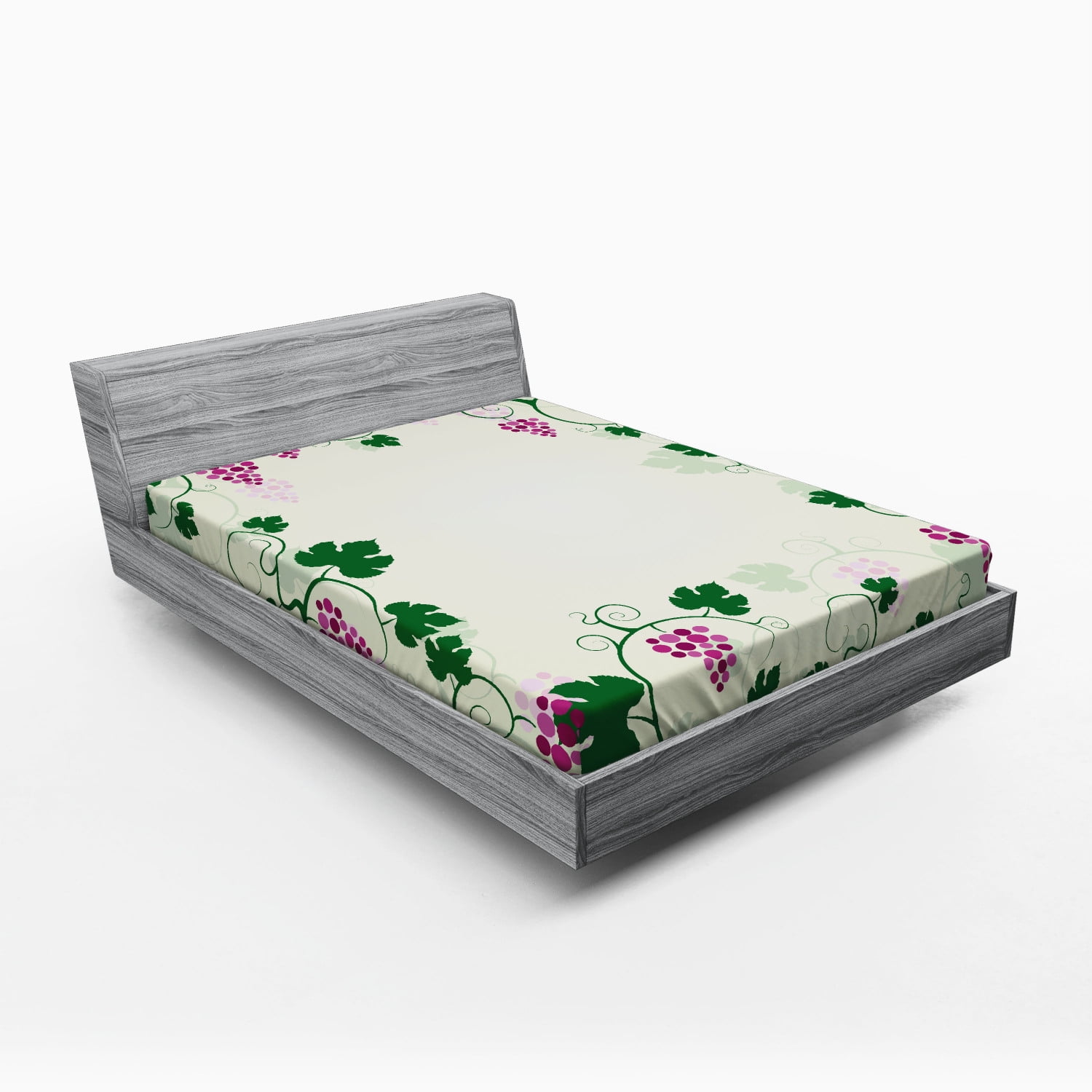 Ambesonne Nature Fitted Sheet, Grape Vines Fruit Garden, Full Size ...