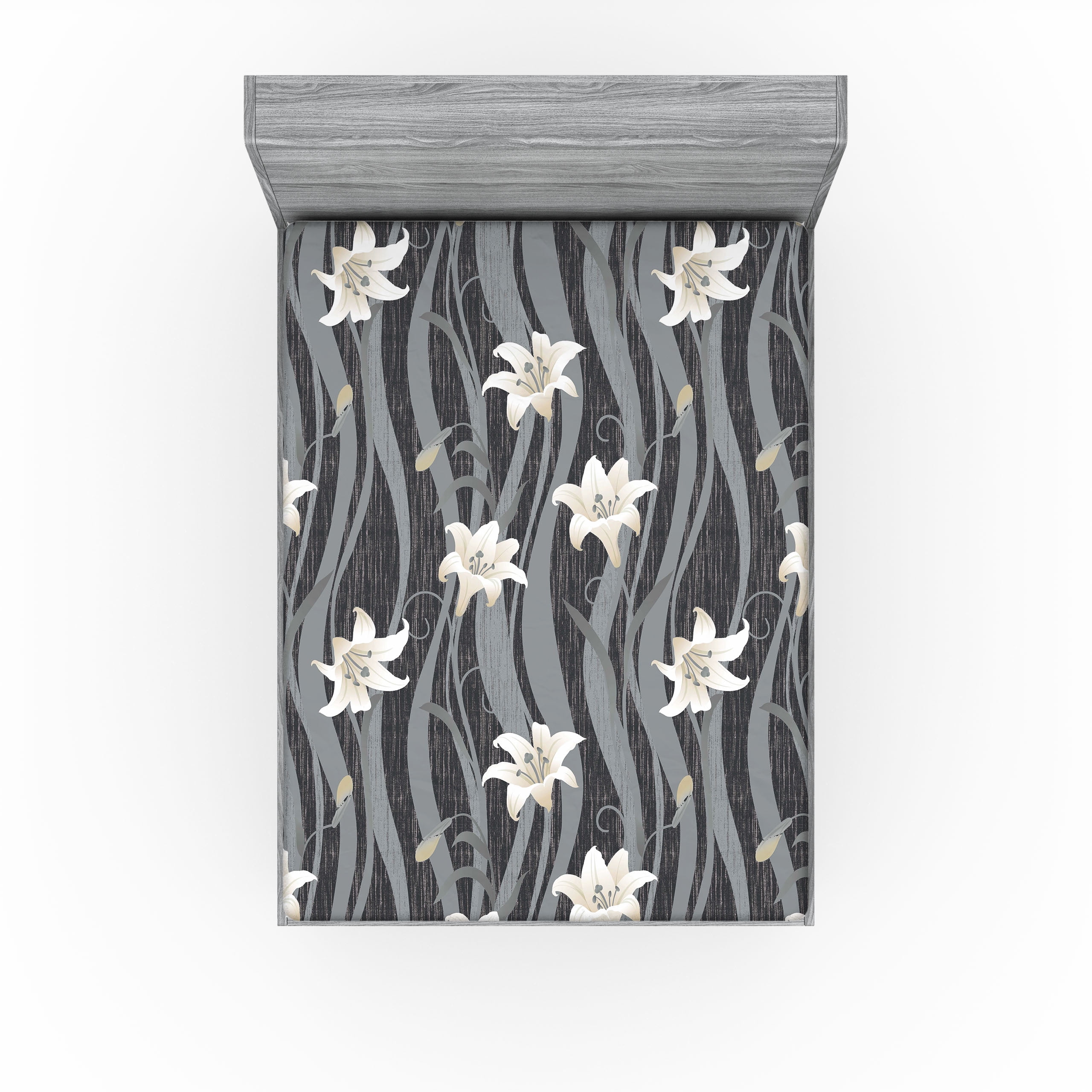 Ambesonne Nature Fitted Sheet, Jungle Flower Drawing Print, California ...