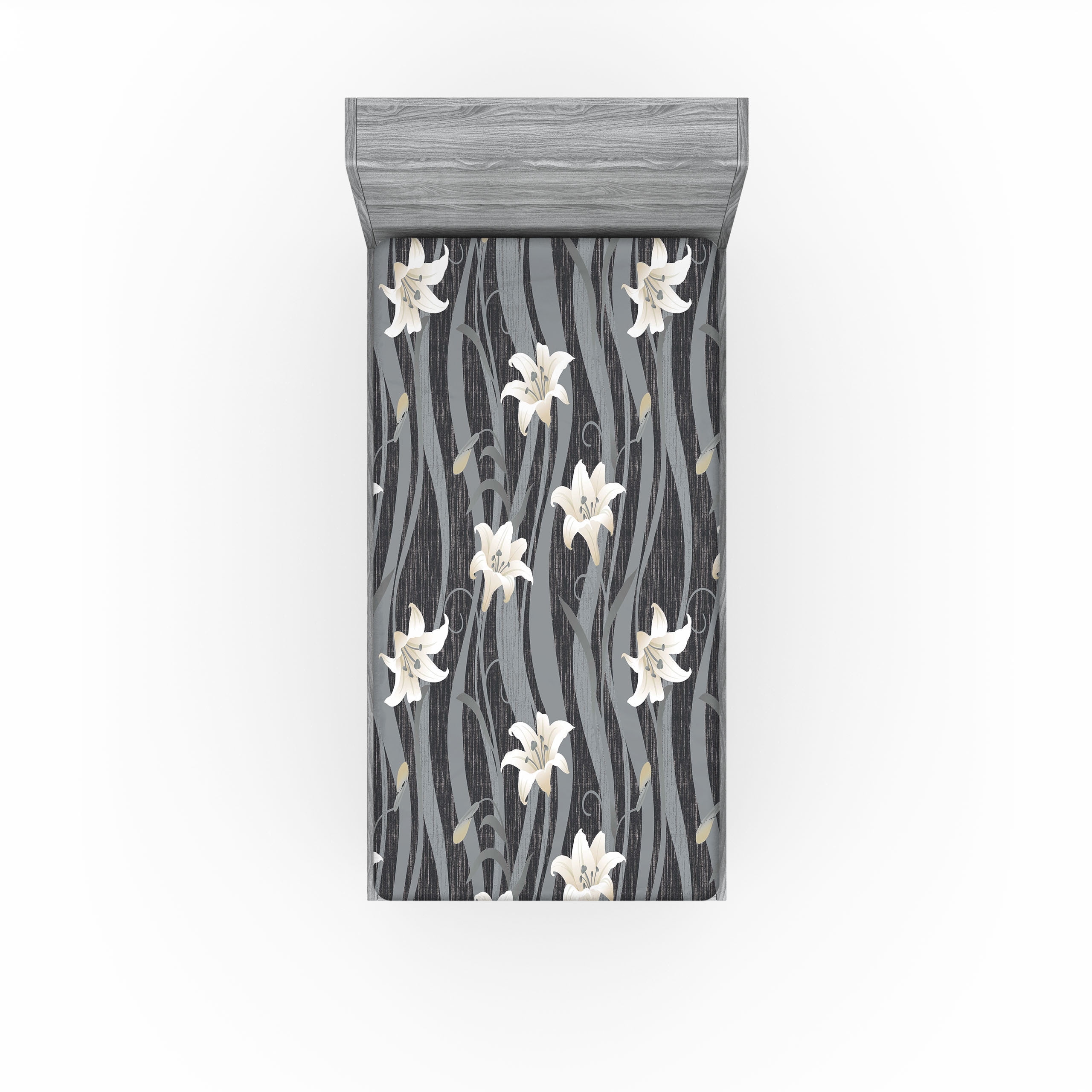 Ambesonne Nature Fitted Sheet, Jungle Flower Drawing Print, Twin Size ...