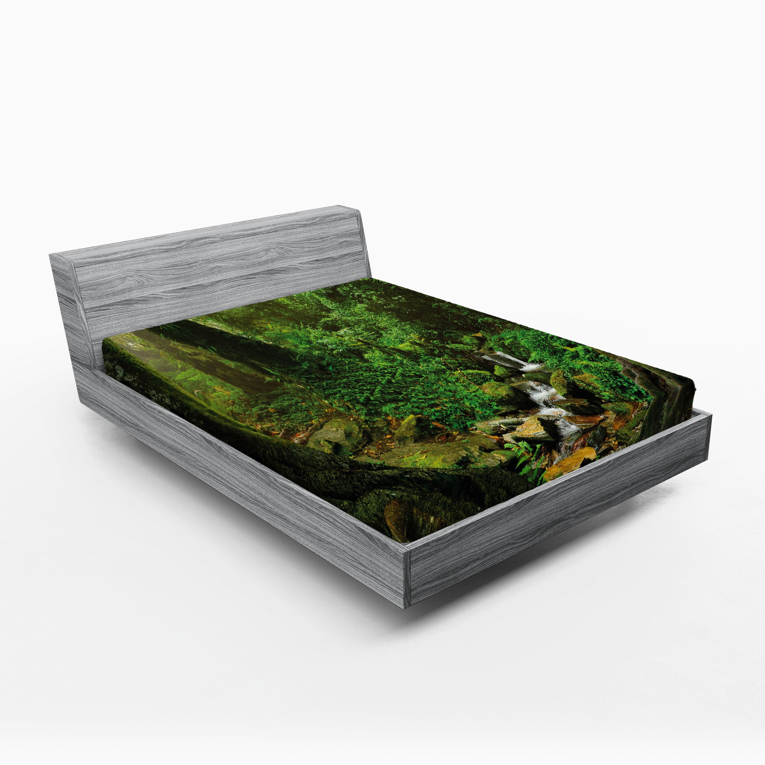 Ambesonne Nature Fitted Sheet, Nepal Jungle Forest, Full Size, Green ...