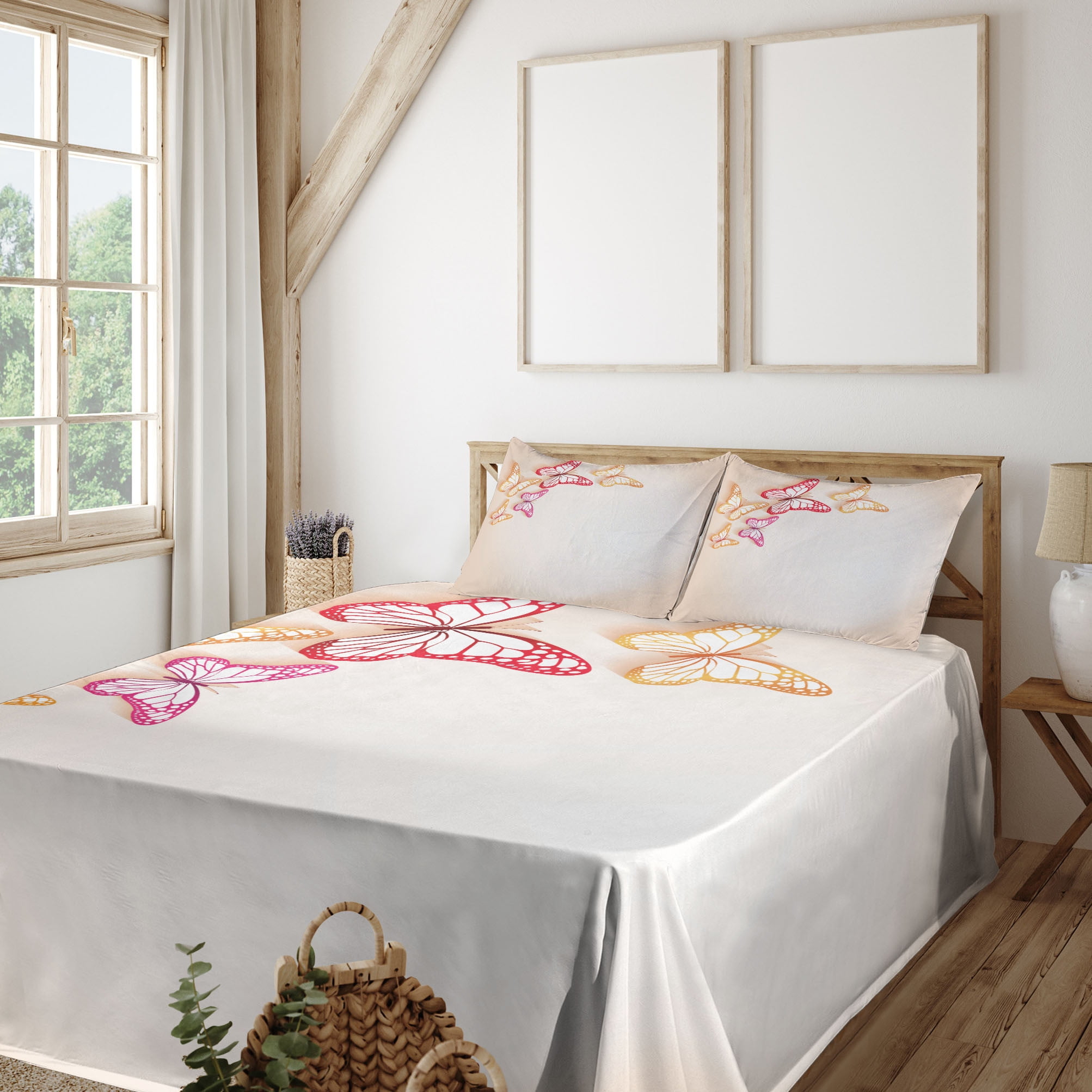 Ambesonne Nature Fitted & Top Sheet Set with Shams, Paper Cut Image ...