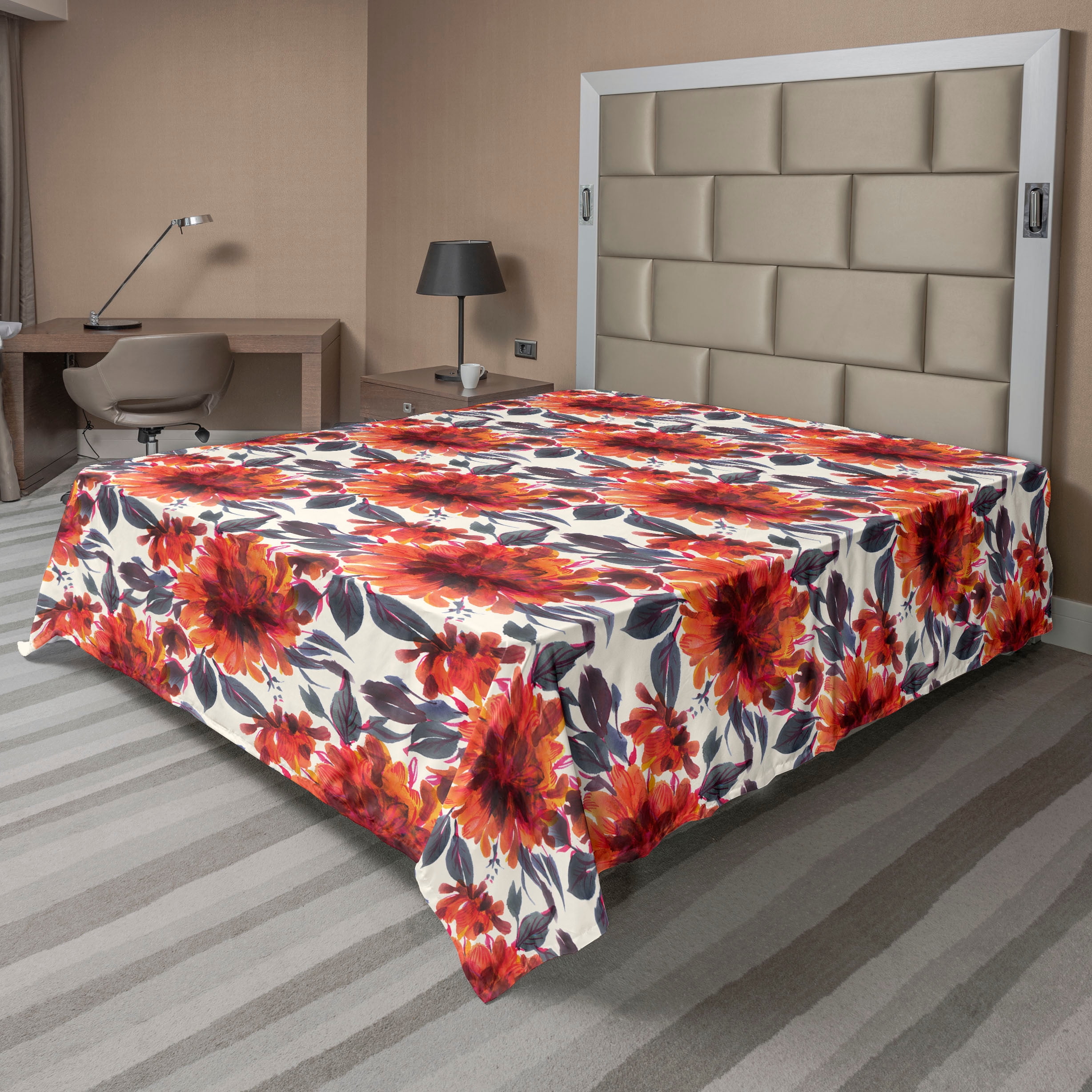 Ambesonne Nature Flat Bedding Sheet Soft Top Sheet, Flowers Romantic ...