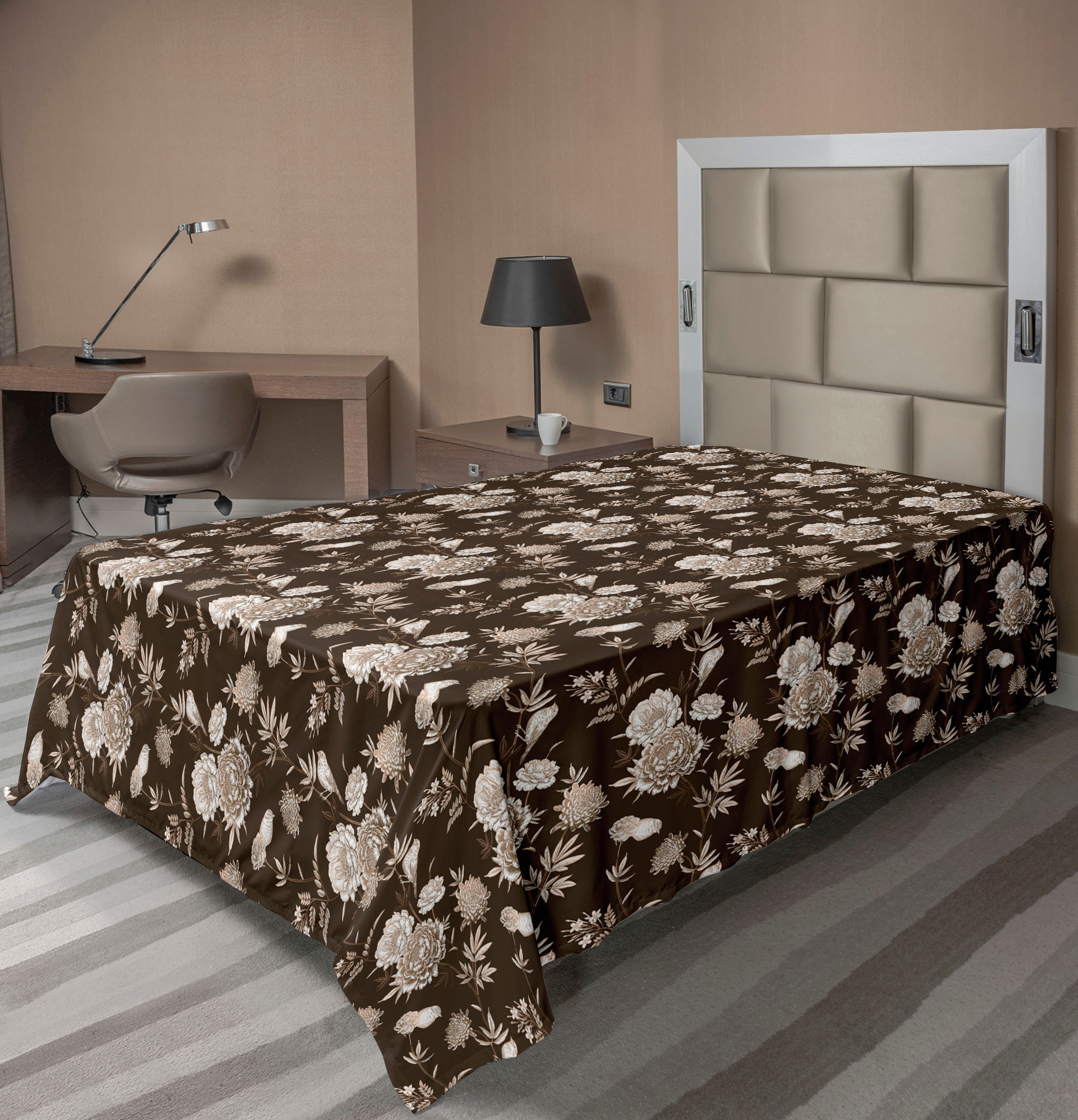 Ambesonne Nature Flat Bedding Sheet Soft Top Sheet, Monochrome Bird ...