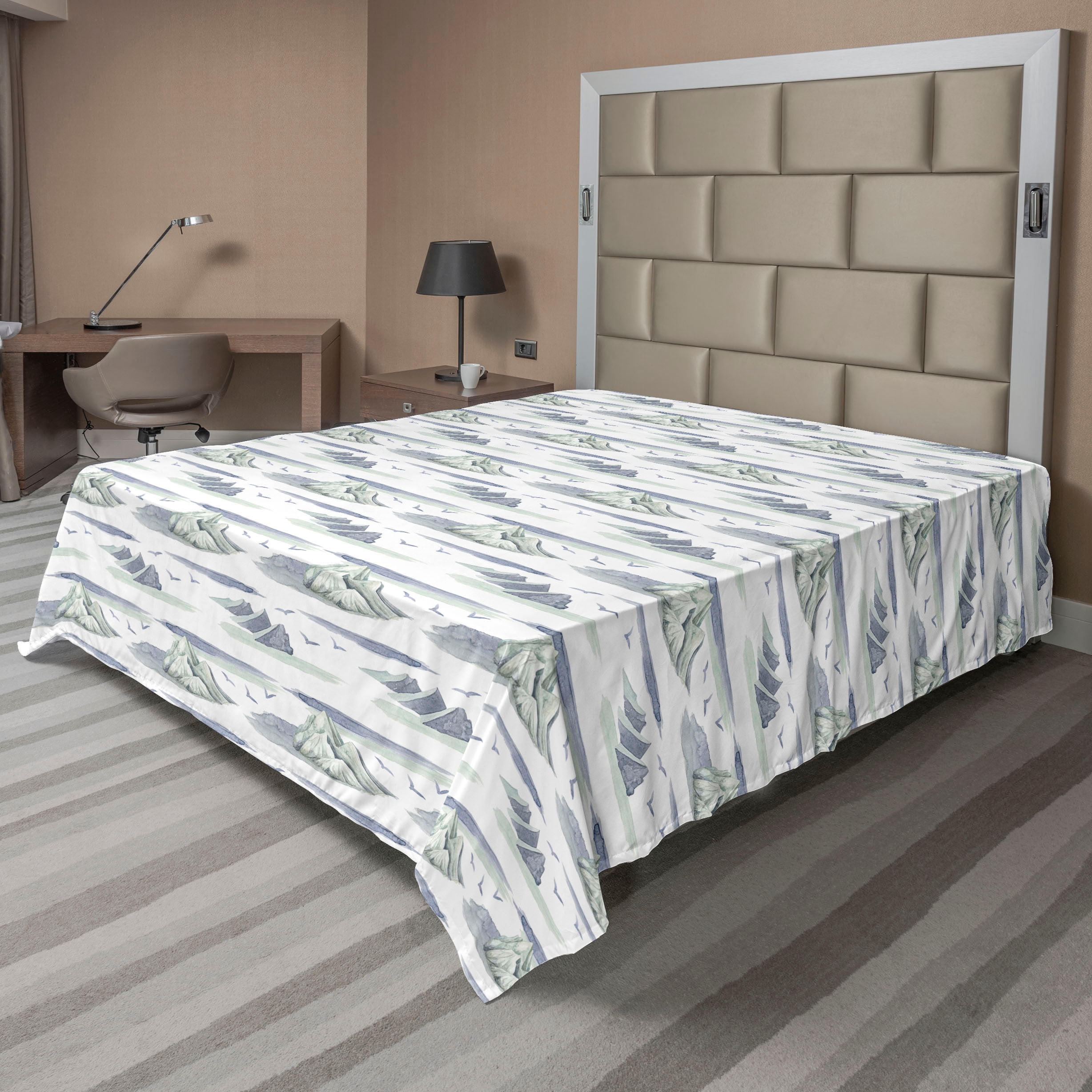 Ambesonne Nature Flat Bedding Sheet Soft Top Sheet, Woodland Mountain ...