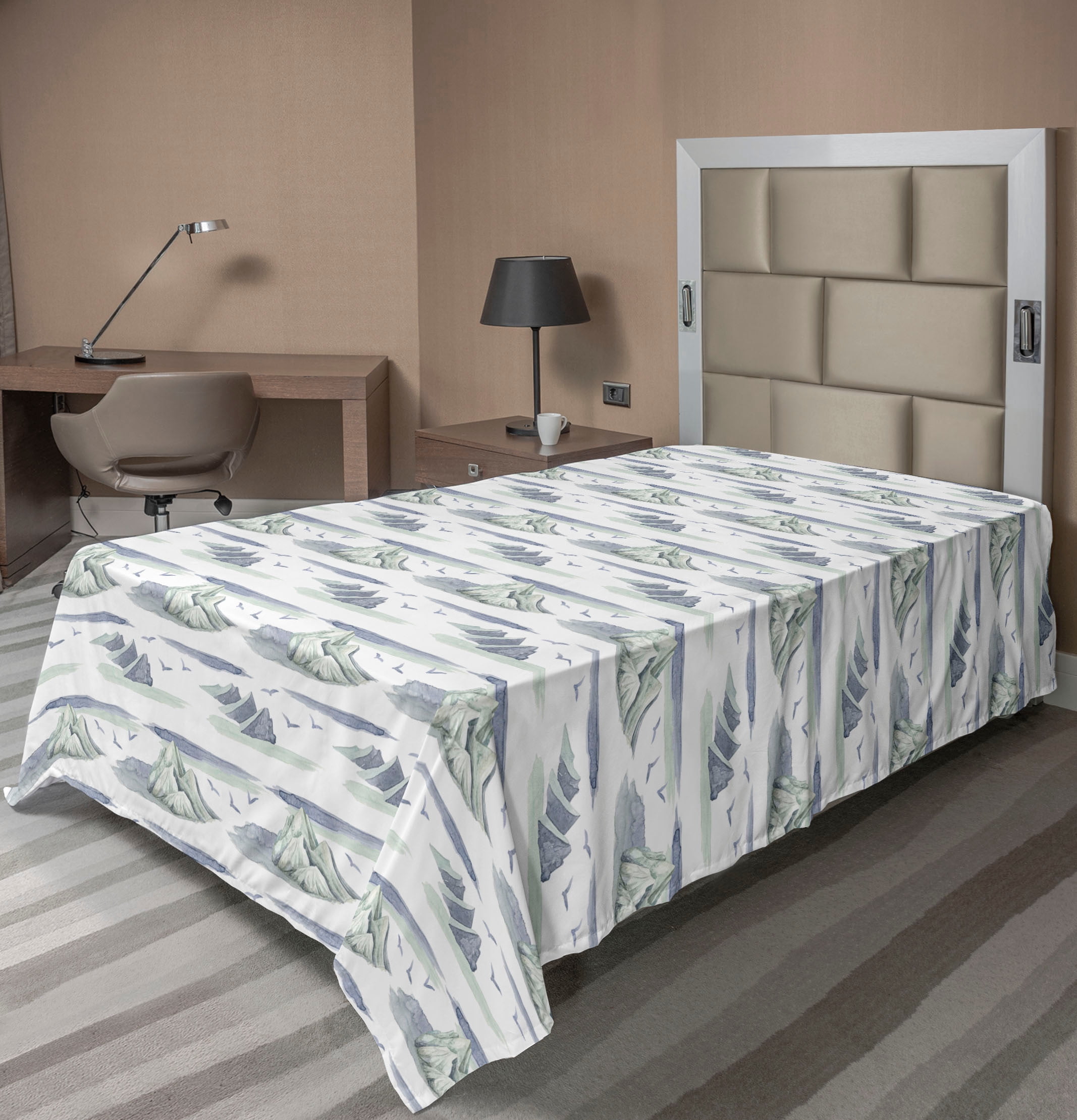 Ambesonne Nature Flat Bedding Sheet Soft Top Sheet, Woodland Mountain ...