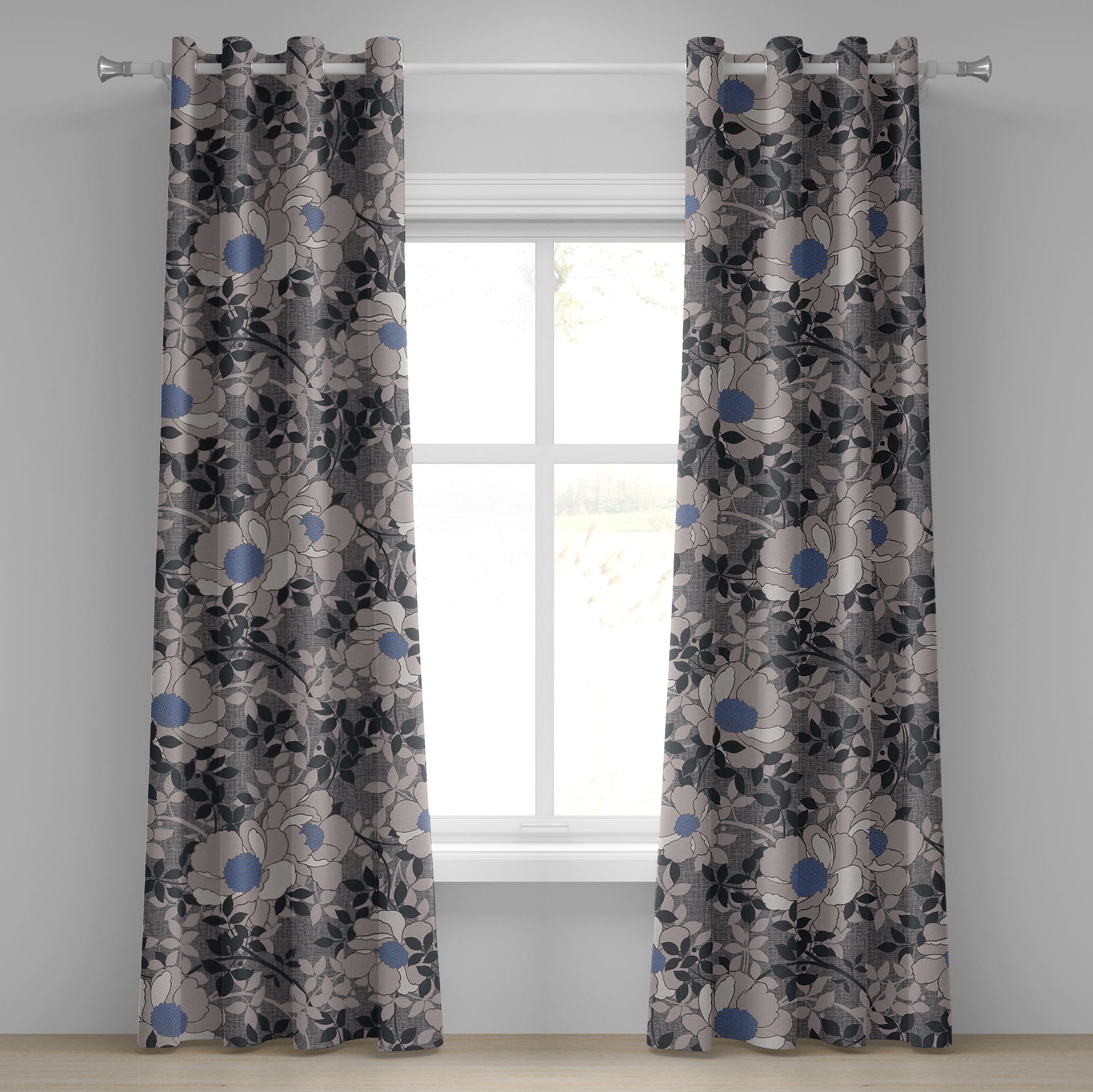 Ambesonne Nature Grommet Curtain, Art Botanical Floral Pattern, 50"x108 ...