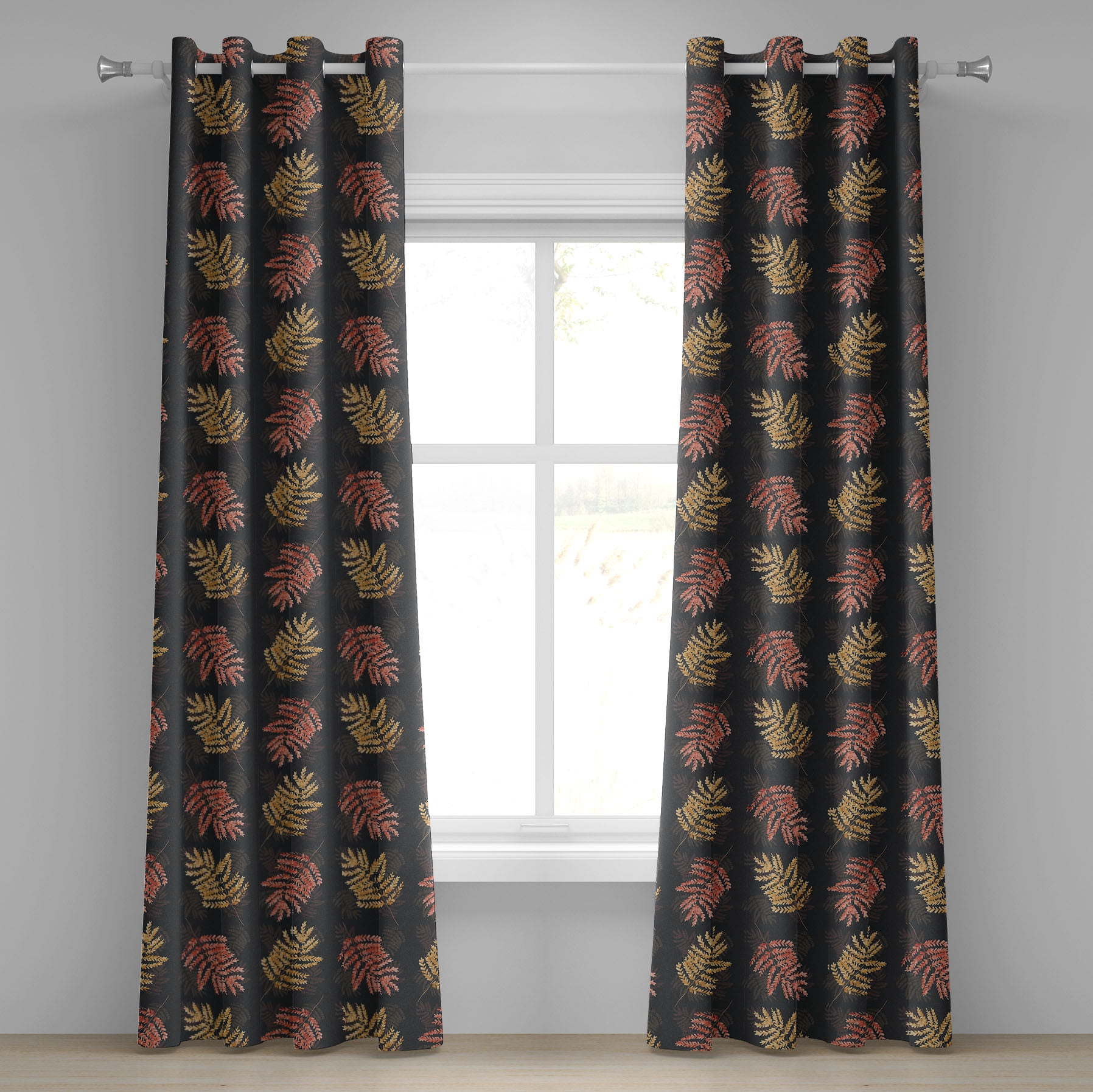 Ambesonne Nature Grommet Curtain, Continuous Wild Herbs Art, 50"x120 ...