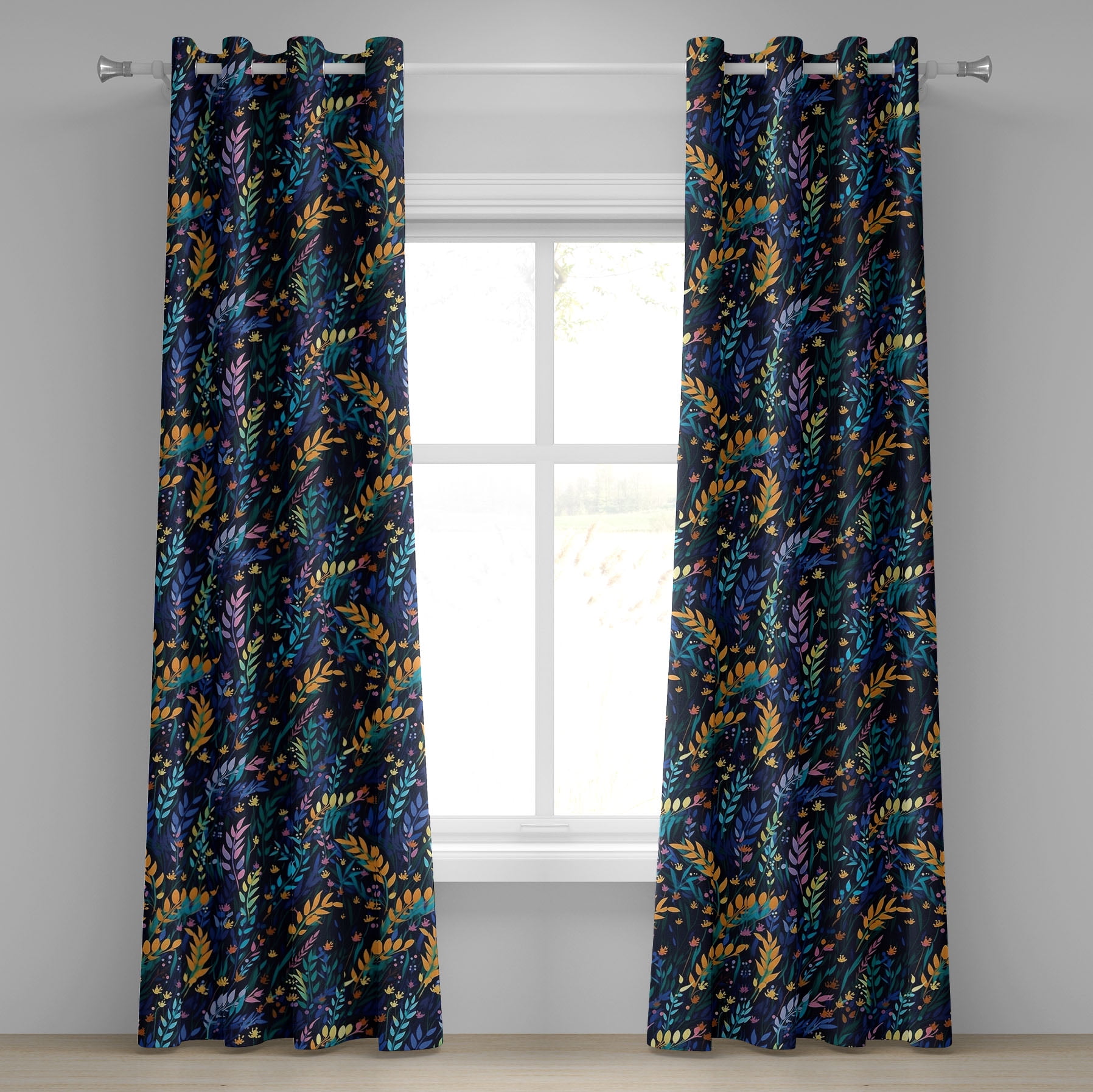 Ambesonne Nature Grommet Curtain, Leaves Colorful Abstract, 50"x72 ...