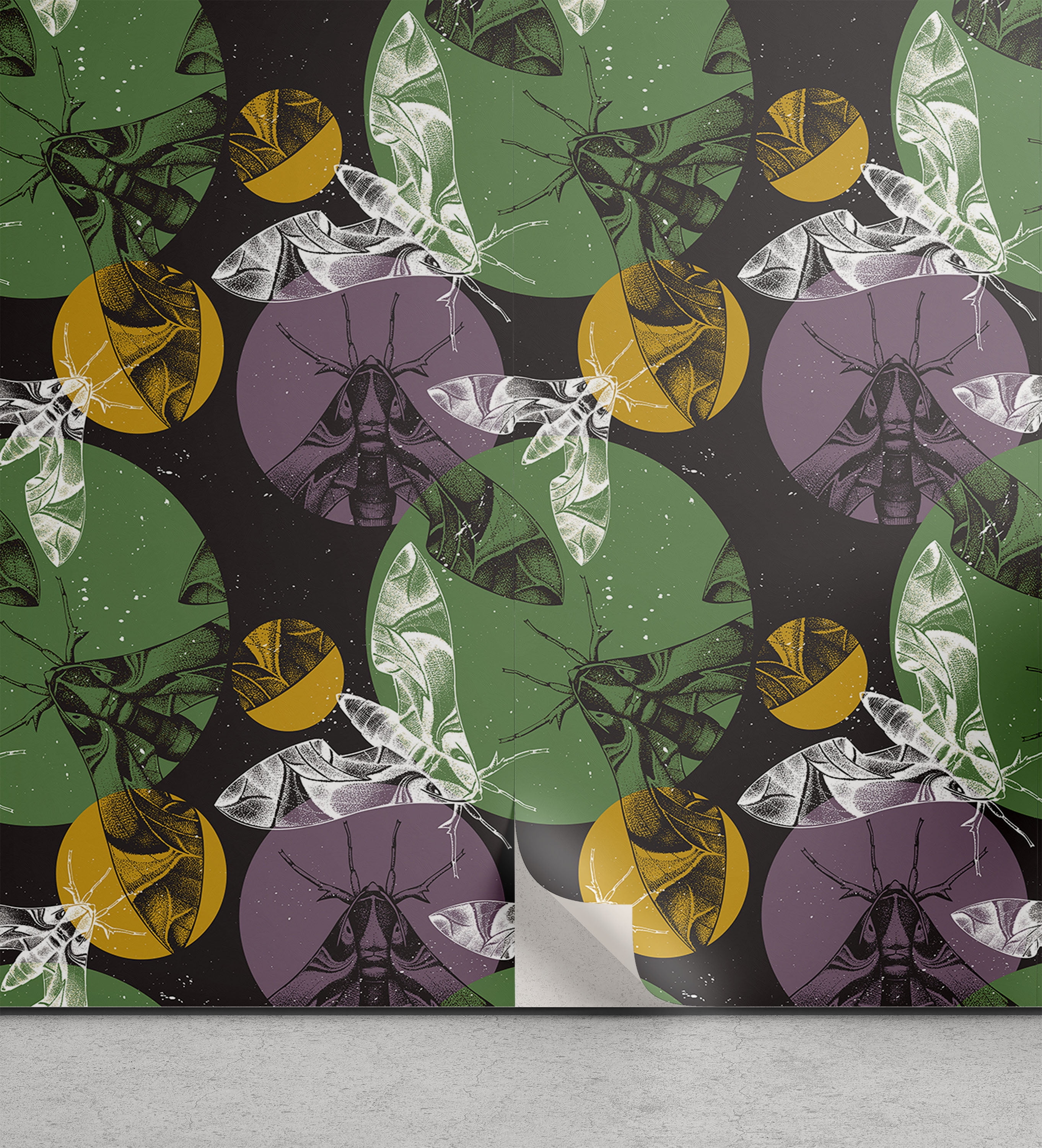 Ambesonne Nature Peel & Stick Wallpaper for Home, Abstract Moth Sketchy ...