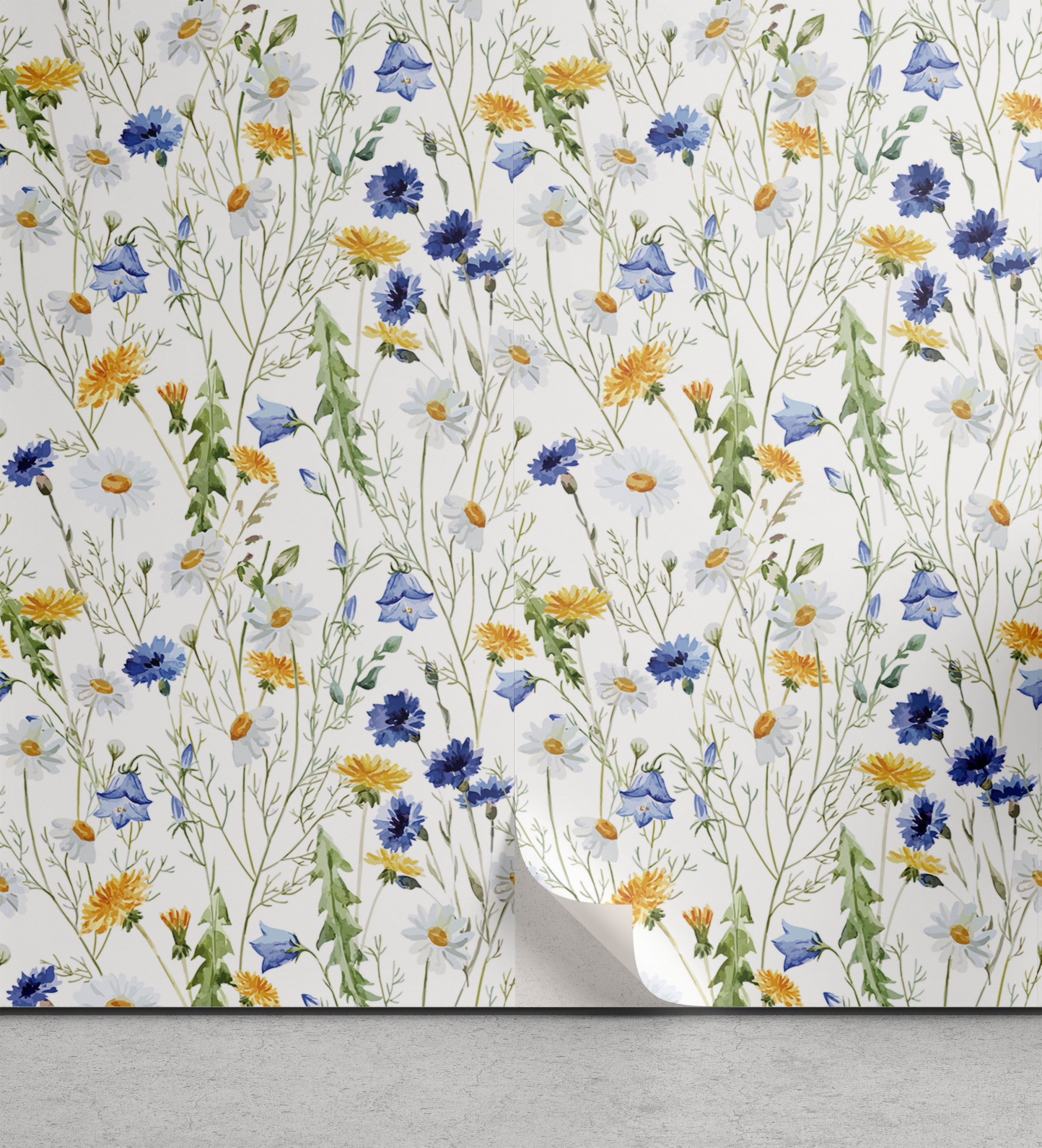Ambesonne Nature Peel And Stick Wallpaper For Home Poppies Daisies Rural