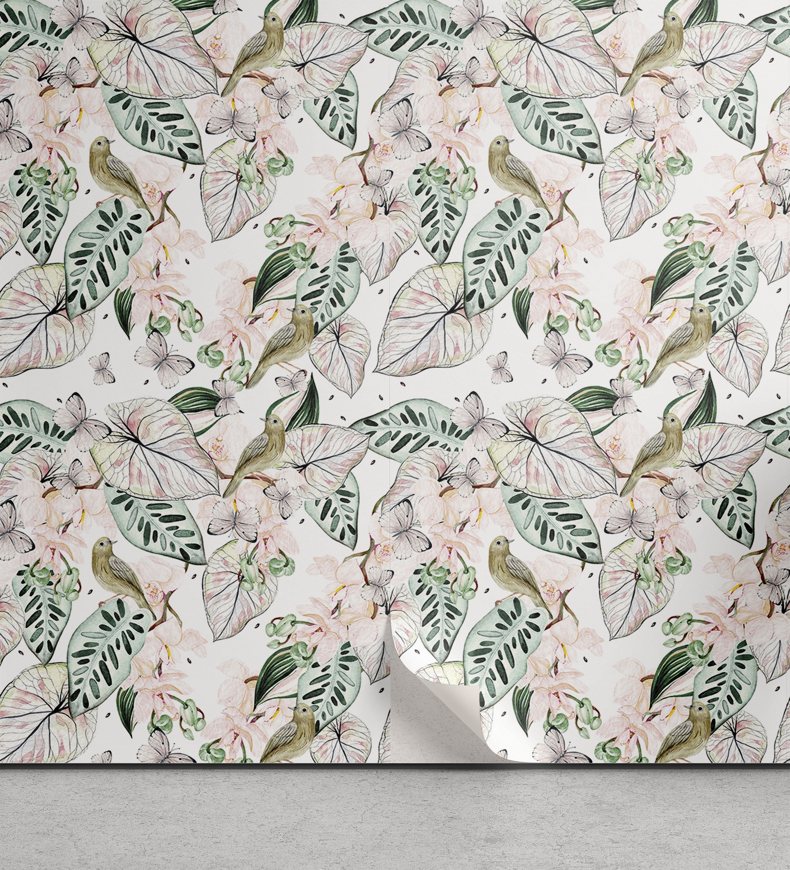 Ambesonne Nature Peel & Stick Wallpaper for Home, Wild Butterfly Bird ...