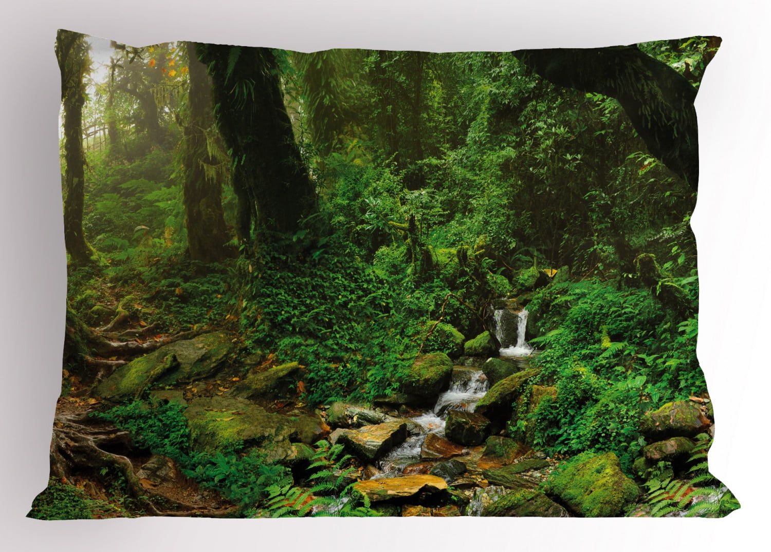 Ambesonne Nature Pillow Sham, Rainforest Trees Nepal, 26" X 20", Green ...