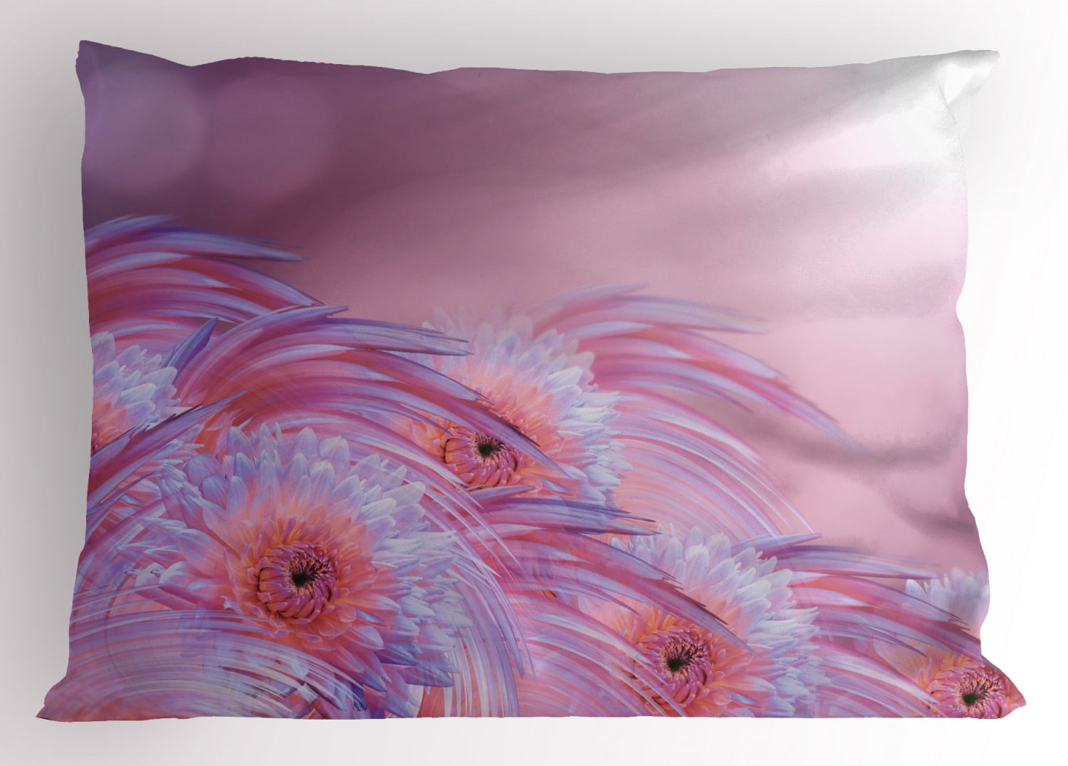 Ambesonne Nature Pillow Sham, Summer Dahlia Flowers, 26" X 20", Pale ...