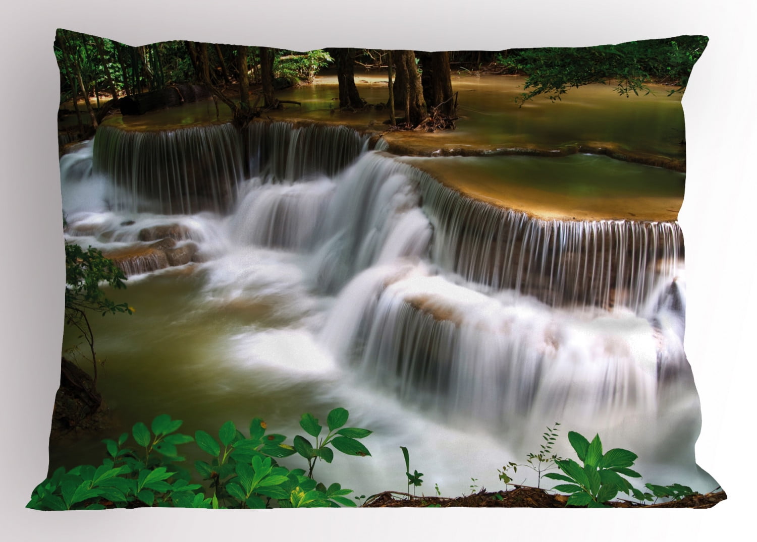 Ambesonne Nature Pillow Sham, Waterfall in Thailand, 36" X 20 ...