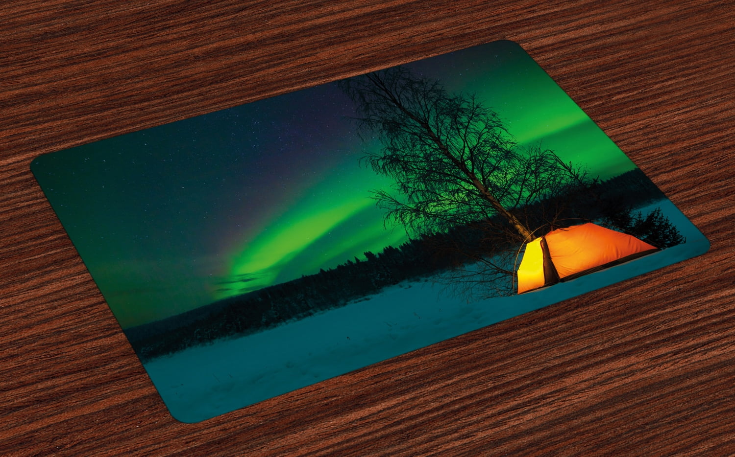 Ambesonne Nature Place Mats Set of 4, Camping Tent Field, Standard Size ...