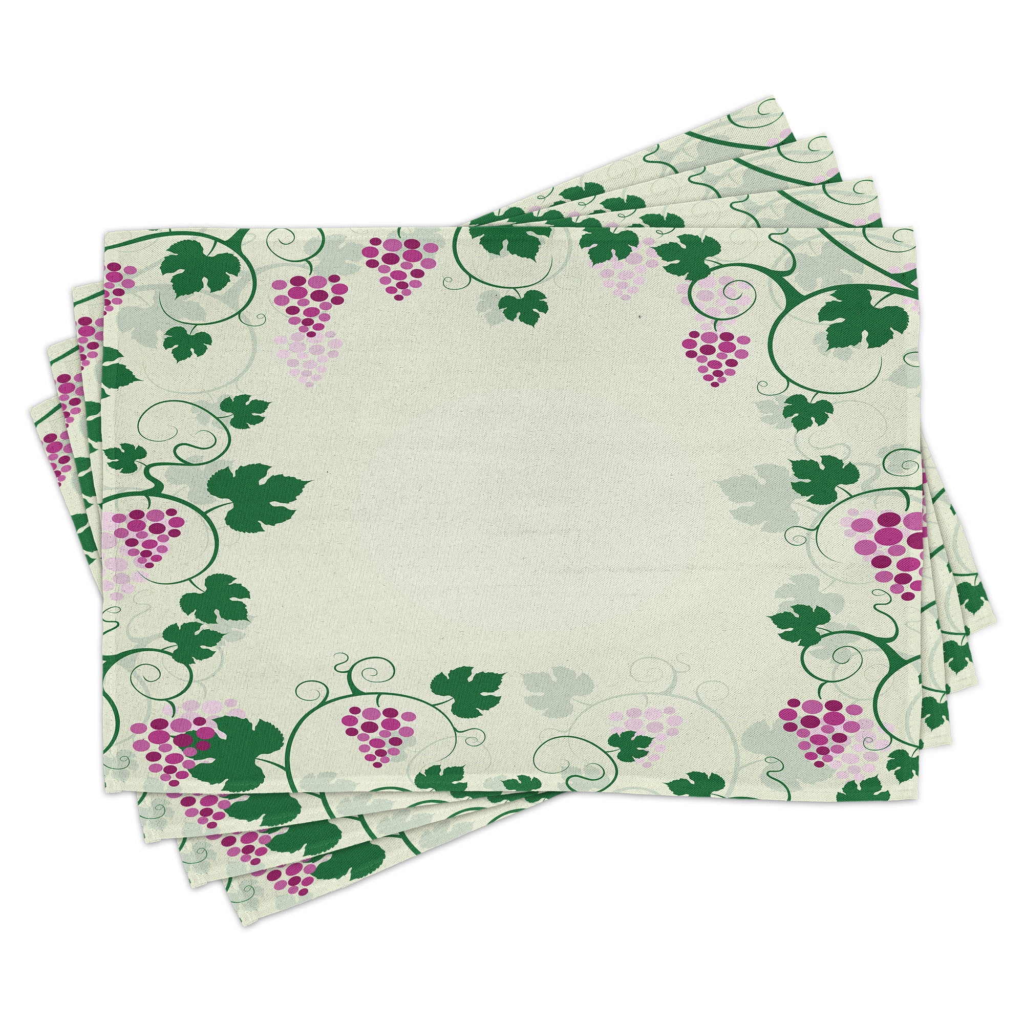 Ambesonne Nature Place Mats Set of 4, Grape Vines Fruit Garden ...
