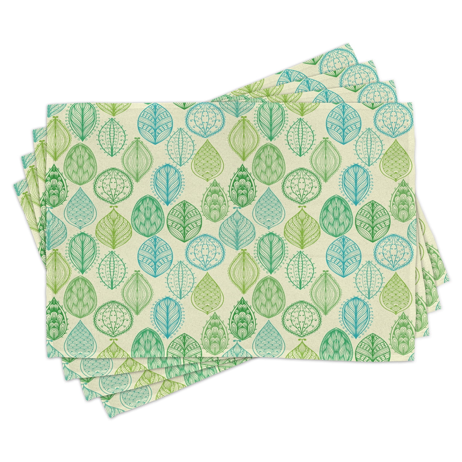 Ambesonne Nature Place Mats Set of 4, Leaves Forest Pattern, Standard ...