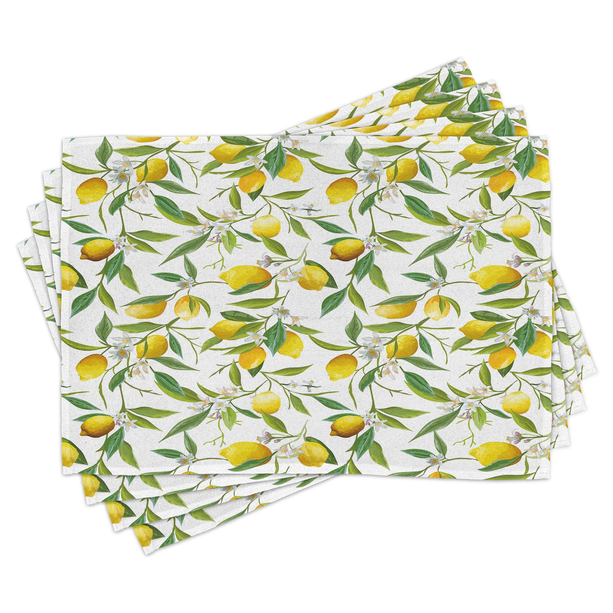 Ambesonne Nature Place Mats Set of 4, Lemon Woody Romantic, Standard ...