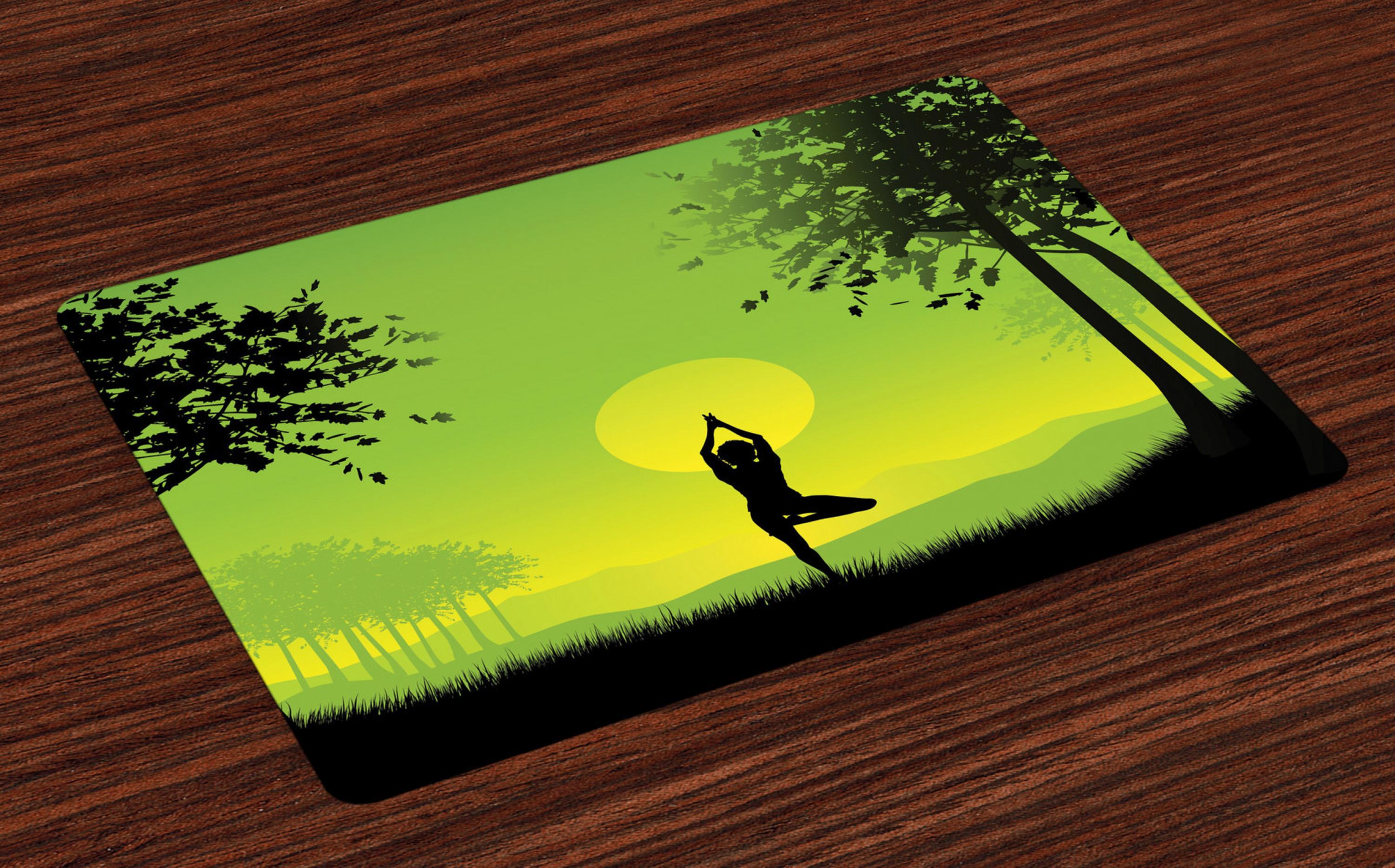 Ambesonne Nature Place Mats Set of 4, Sunset Sky in Forest, Standard ...