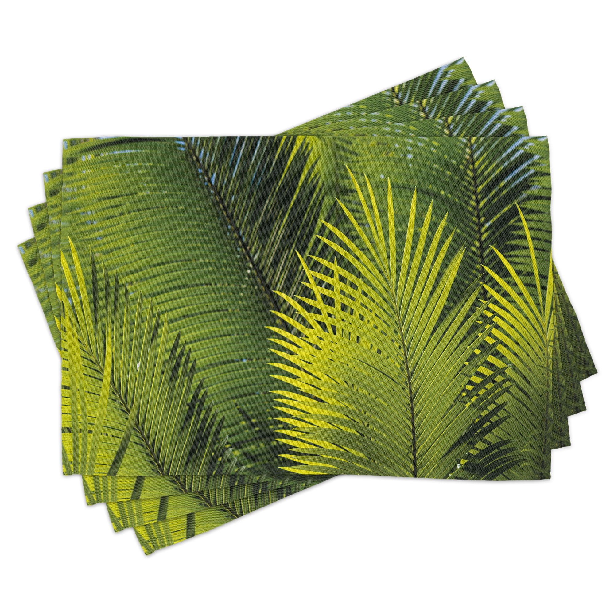 Ambesonne Nature Place Mats Set of 4, Tropical Foliage Leaf, Standard ...