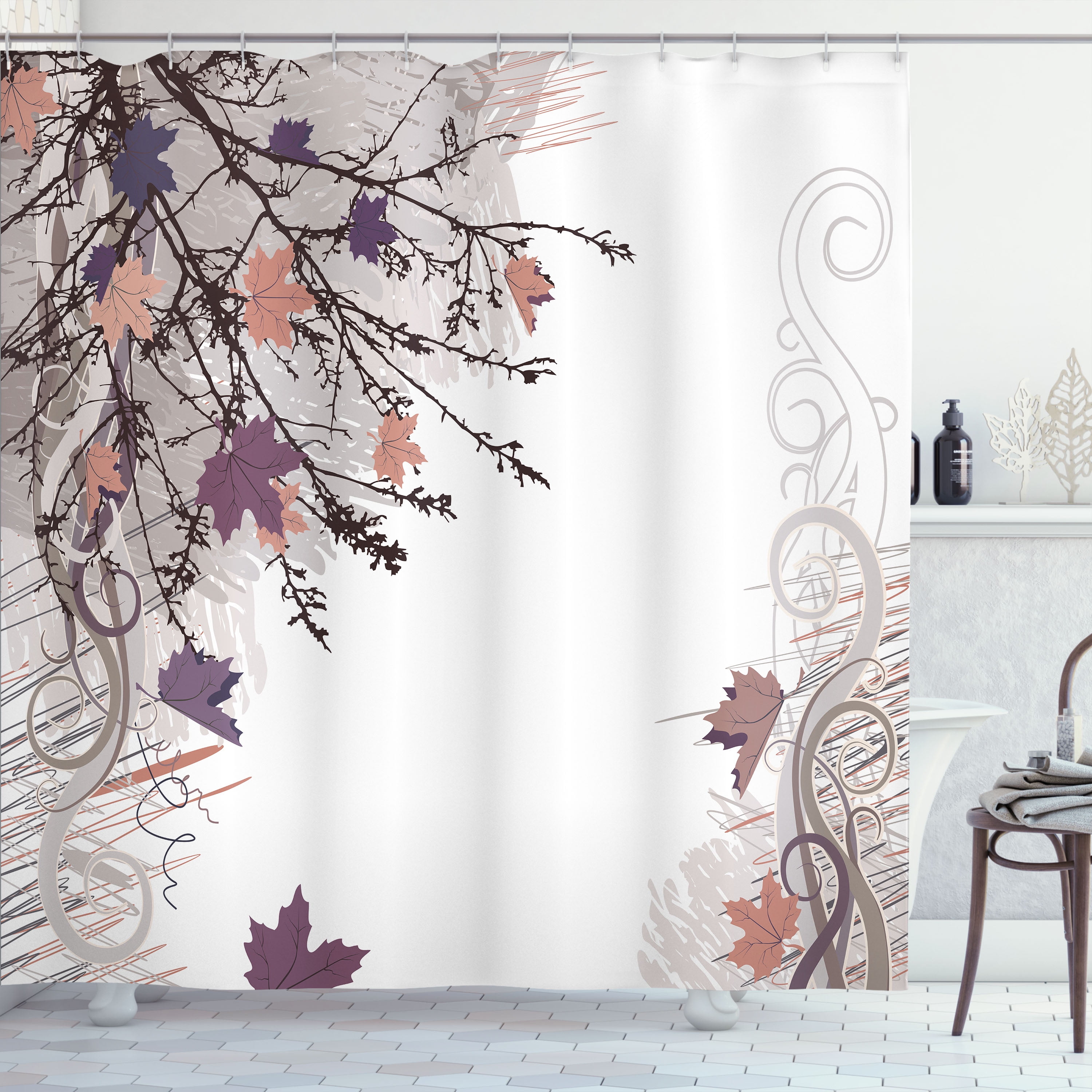 Ambesonne Nature Shower Curtain, Fall Earth Tones Autumn Leaf, 69"Wx75 ...
