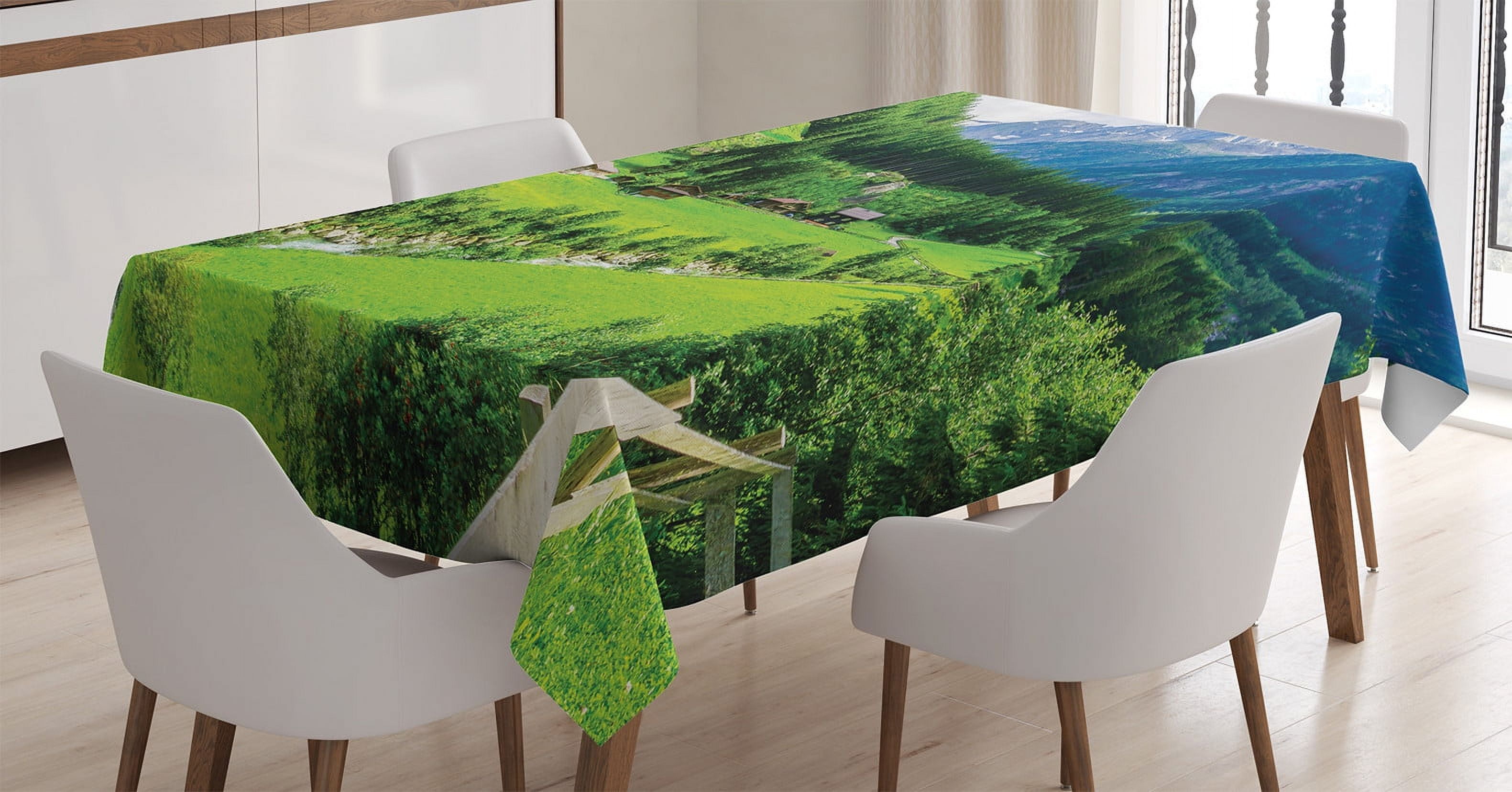 Ambesonne Nature Tablecloth Rectangular Table Cover, Alpine Scenery ...
