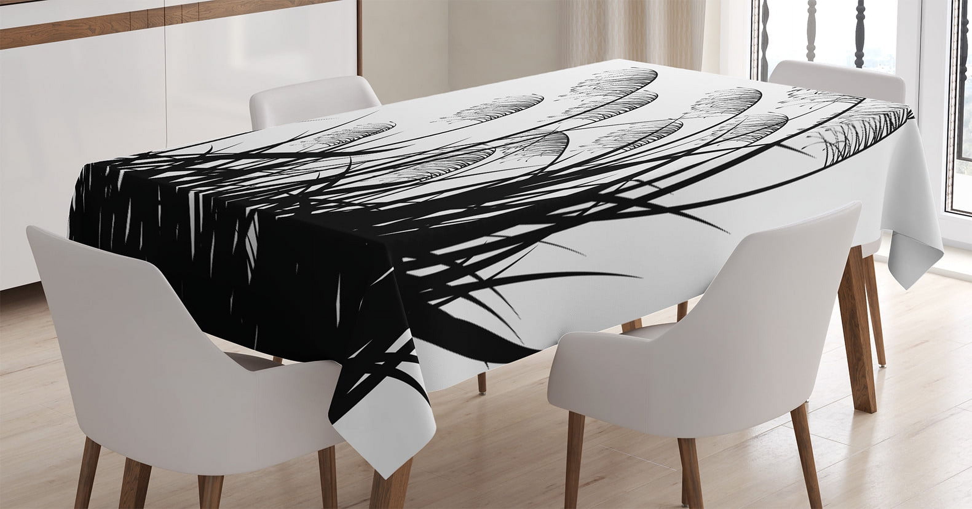 Ambesonne Nature Tablecloth Rectangular Table Cover, Bushes Wild Field ...