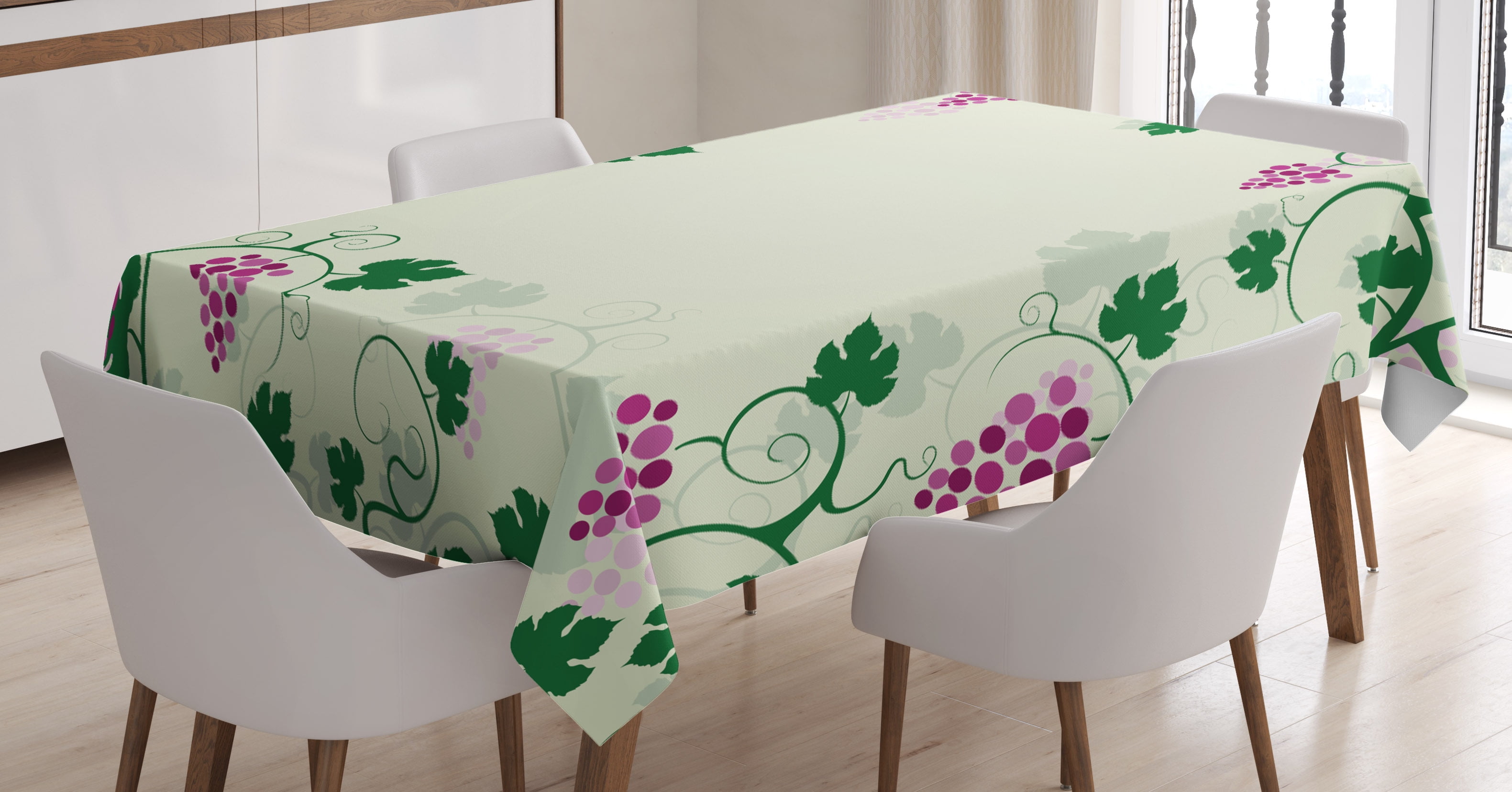 Ambesonne Nature Tablecloth Rectangular Table Cover, Grape Vines Fruit ...