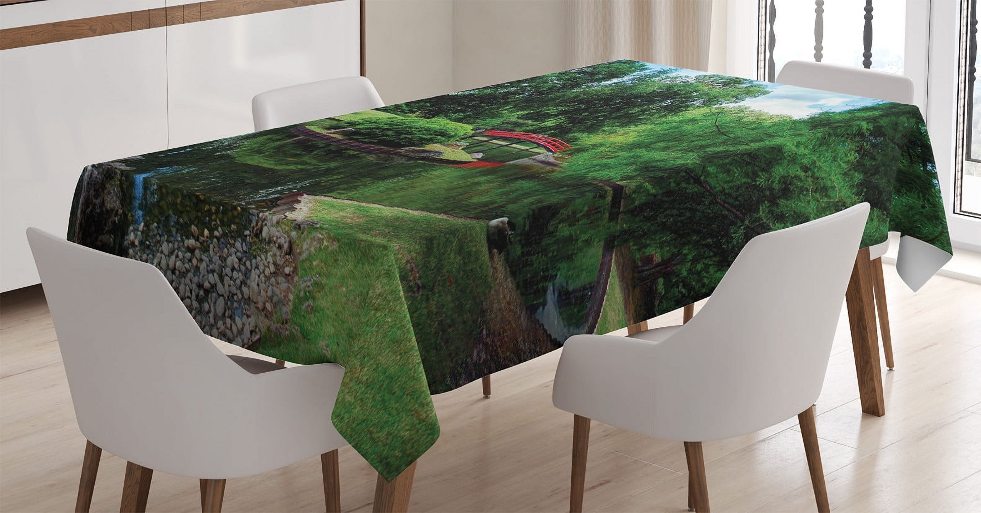 Ambesonne Nature Tablecloth Rectangular Table Cover, Japanese Garden ...