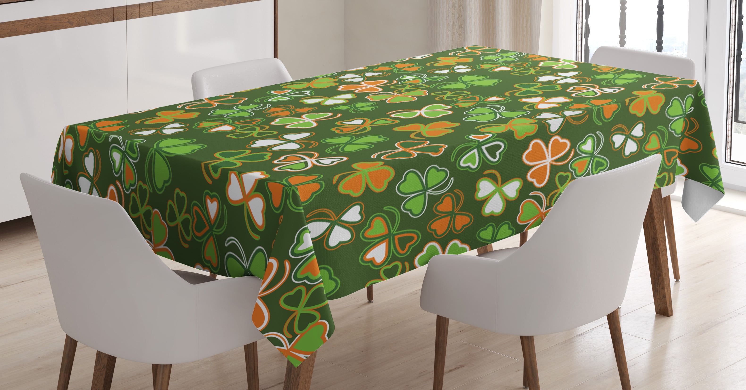Ambesonne Nature Tablecloth Rectangular Table Cover, Lucky Clover, 52 ...