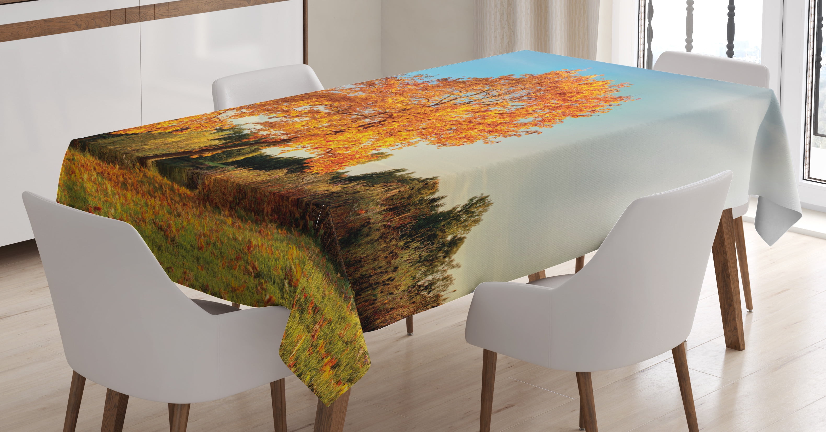 Ambesonne Nature Tablecloth Rectangular Table Cover, Maple Tree in ...