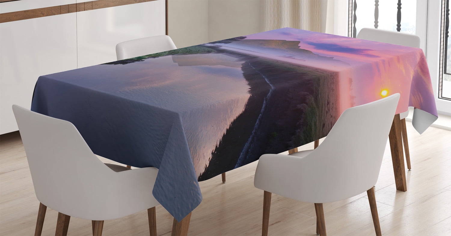 Ambesonne Nature Tablecloth Rectangular Table Cover, Misty Sunrise ...