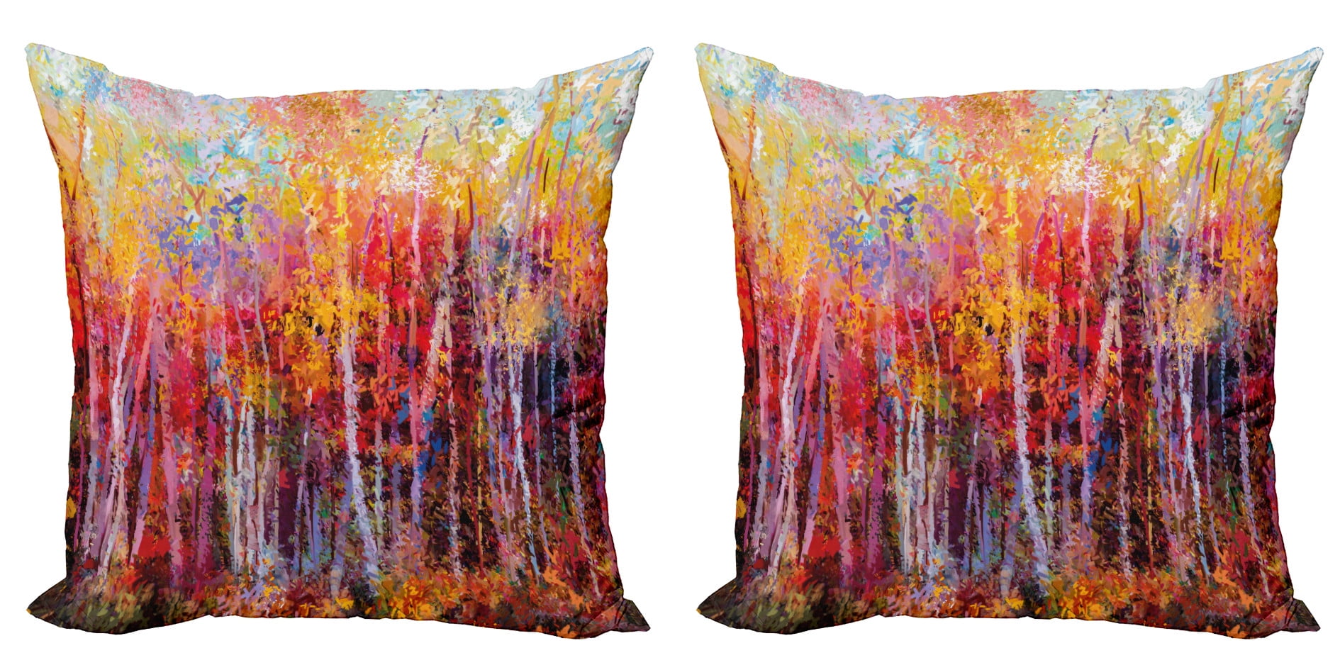 Ambesonne Nature Throw Pillow Cover 2 Pack, Autumn Forest Painting, 20 ...