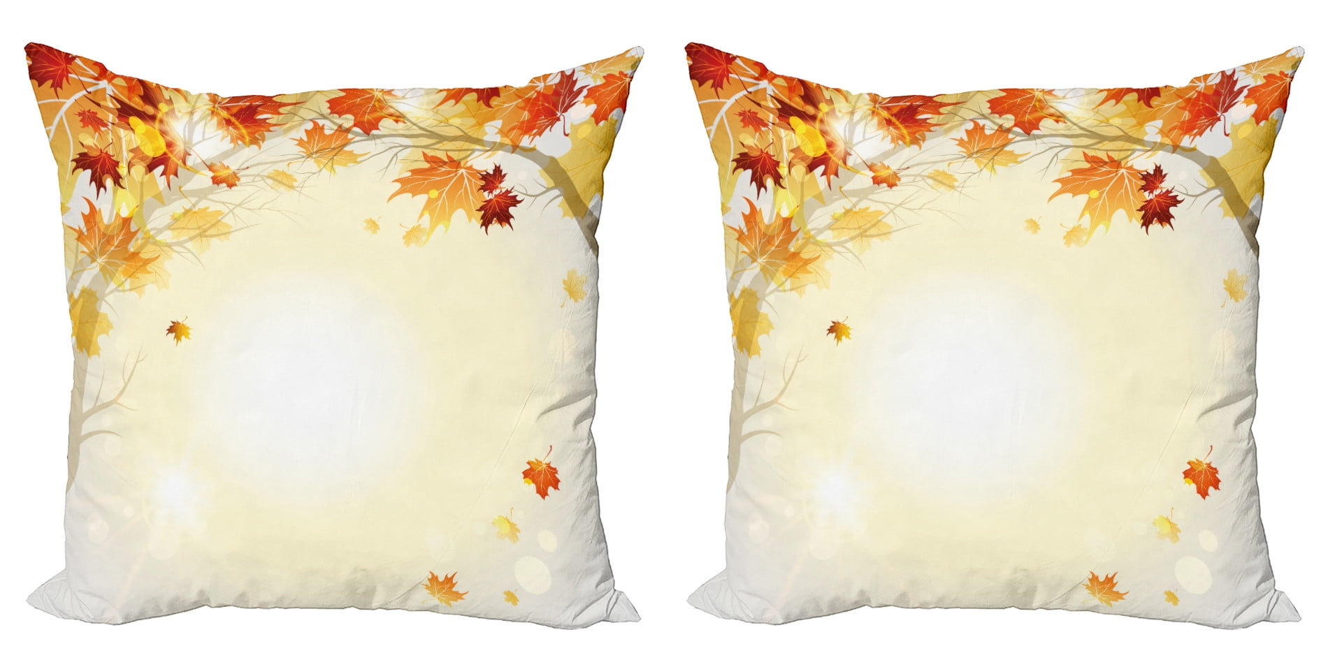 Ambesonne Nature Throw Pillow Cover 2 Pack, Autumn Leaves and Tree, 16 ...