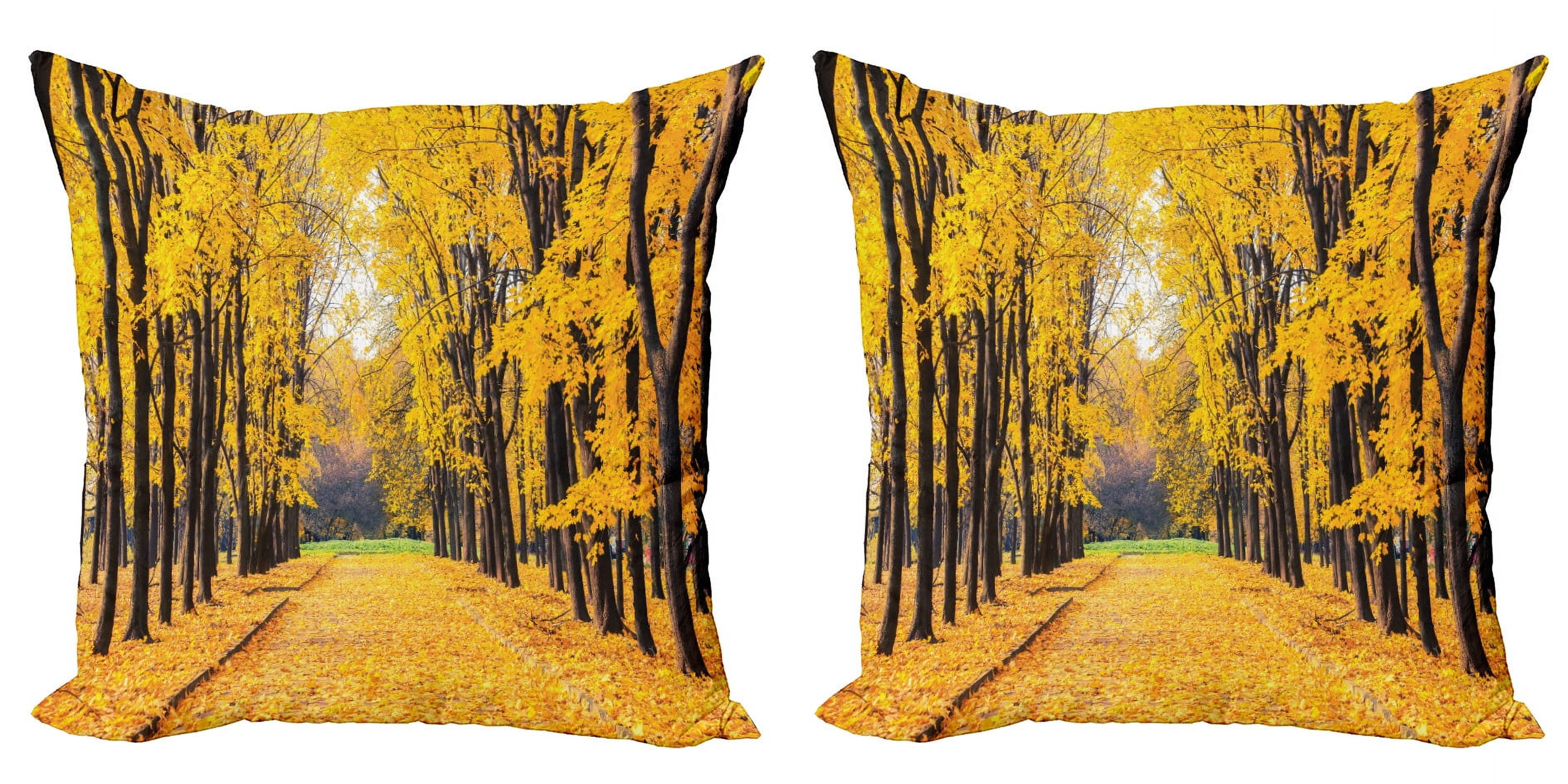 Ambesonne Nature Throw Pillow Cover 2 Pack, Autumn Trees Leaves, 18 ...