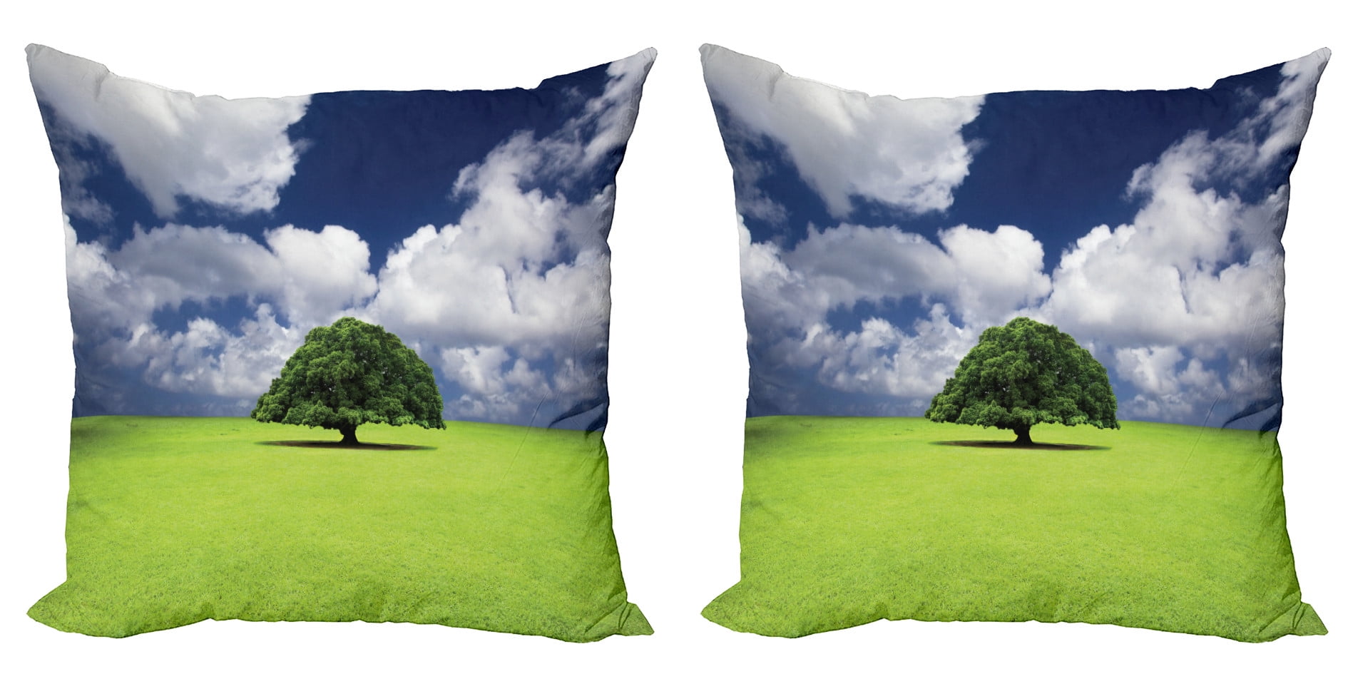 Ambesonne Nature Throw Pillow Cover 2 Pack, Old Tree in Grass Field, 20 ...