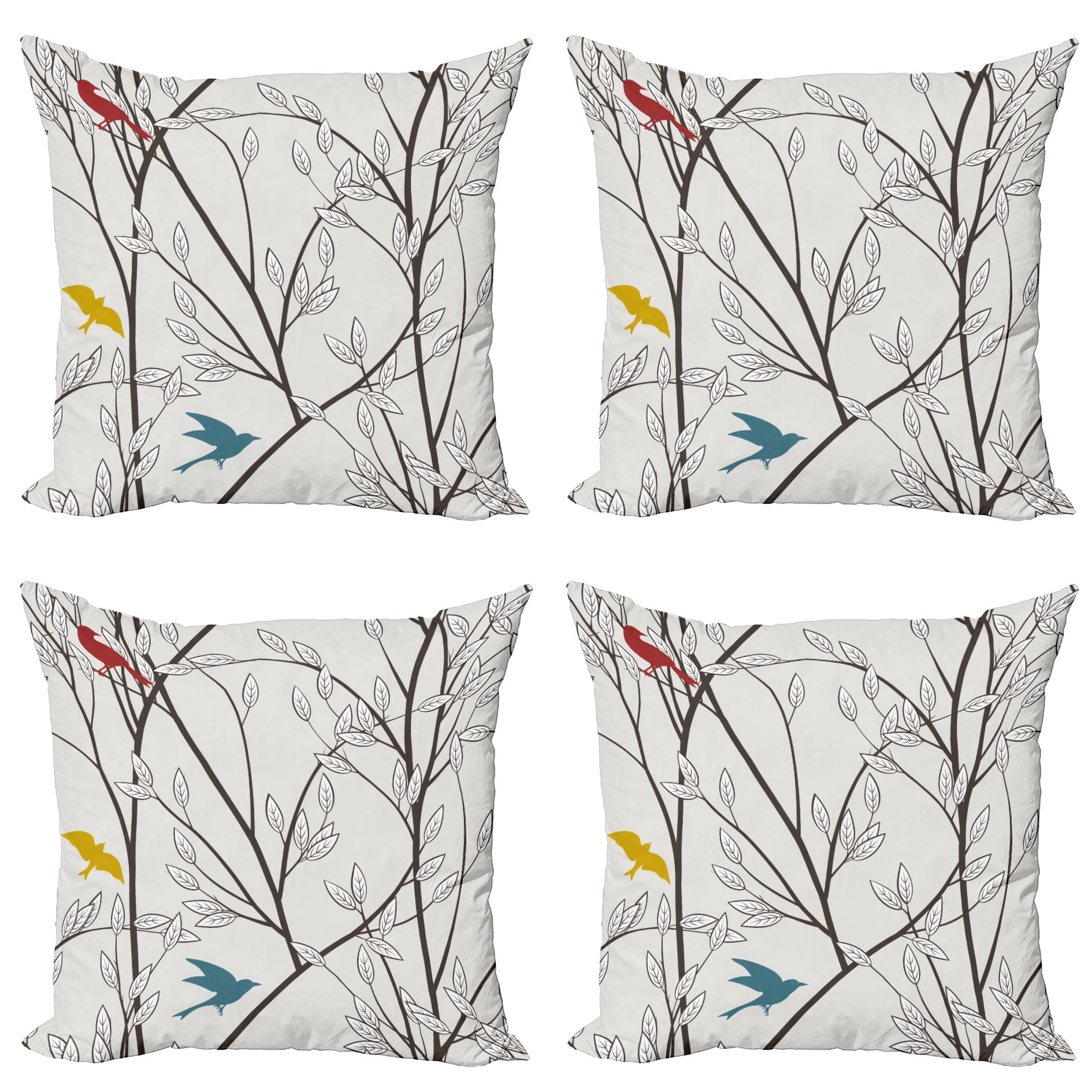 Ambesonne Nature Throw Pillow Cover 4 Pack, Birds Wildlife Cartoon, 20 ...